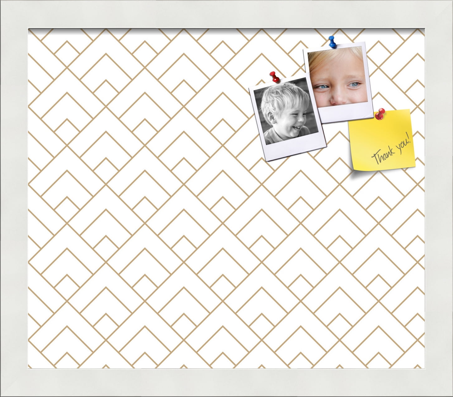 PinPix 14x12 Custom Cork Bulletin Board Peaks Modern Pattern White ...