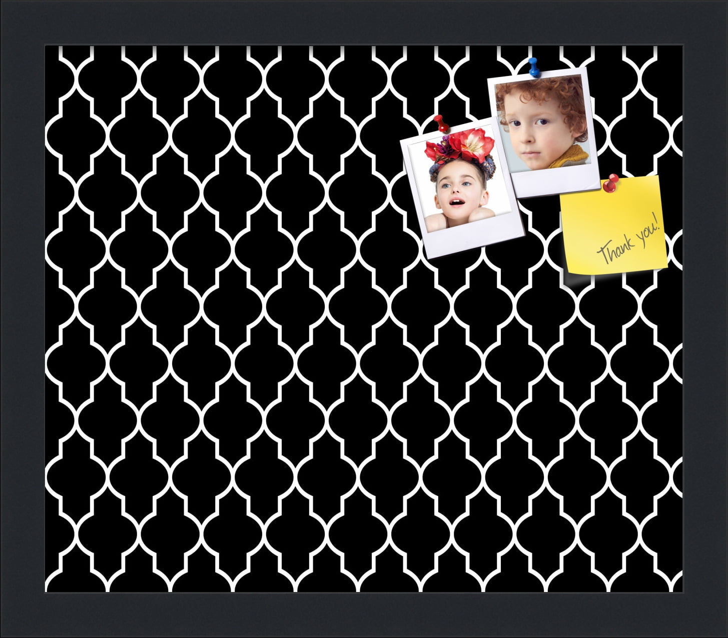 PinPix 14x12 Custom Cork Bulletin Board Quatrefoil Black Poster Board ...