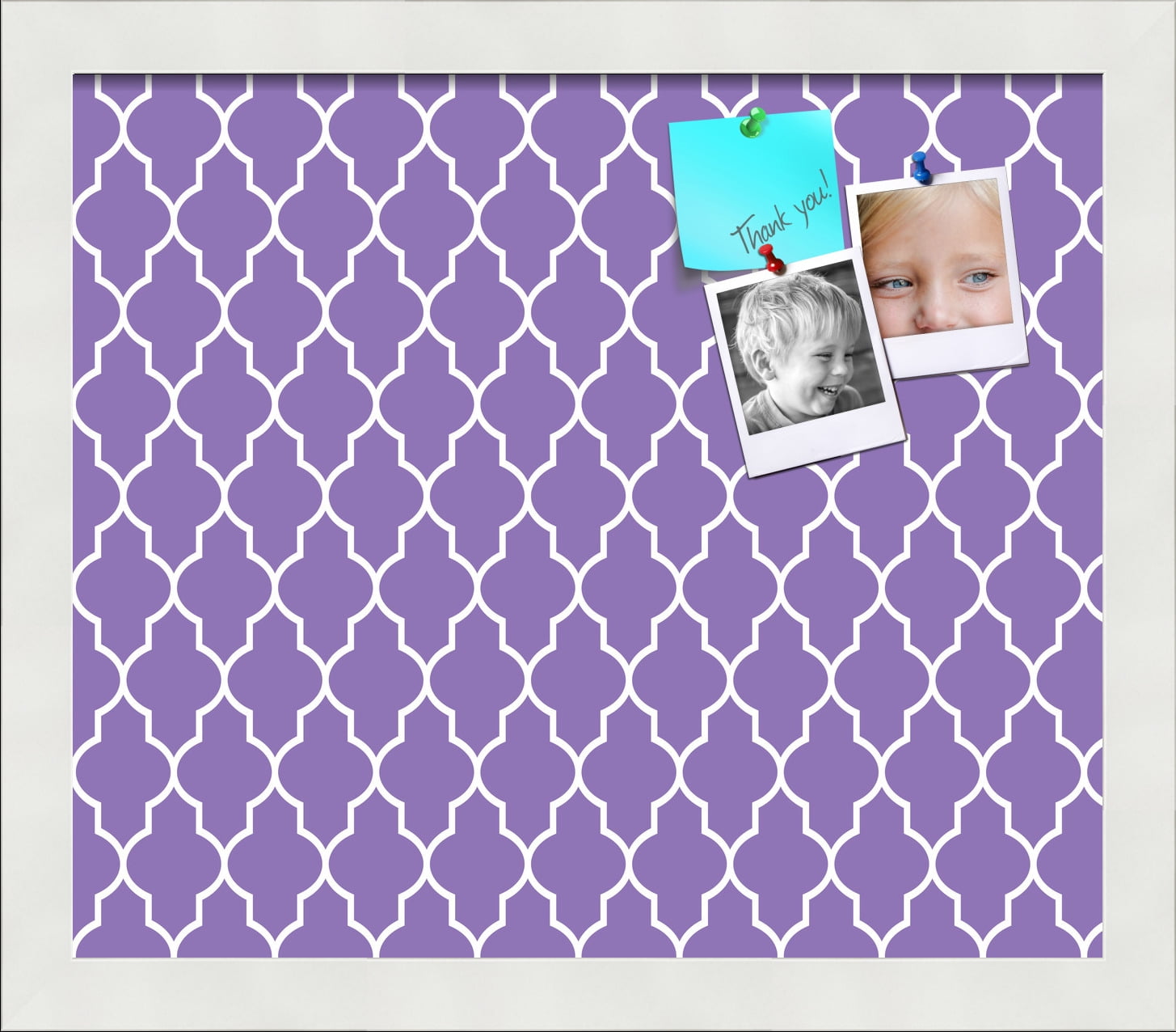 PinPix 14x12 Custom Cork Bulletin Board Quatrefoil Purple Poster Board ...