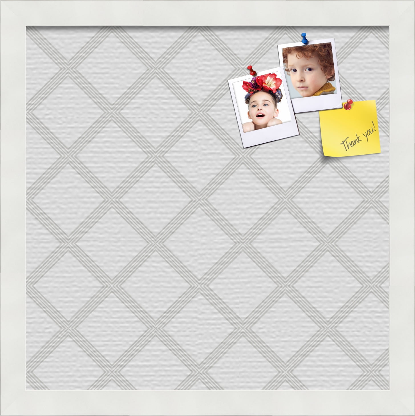 PinPix 14x14 Custom Cork Bulletin Board Diamond Modern Pattern Grey ...