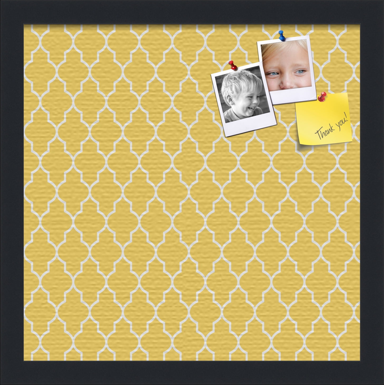 PinPix 14x14 Custom Cork Bulletin Board Quatrefoil Yellow Poster Board ...