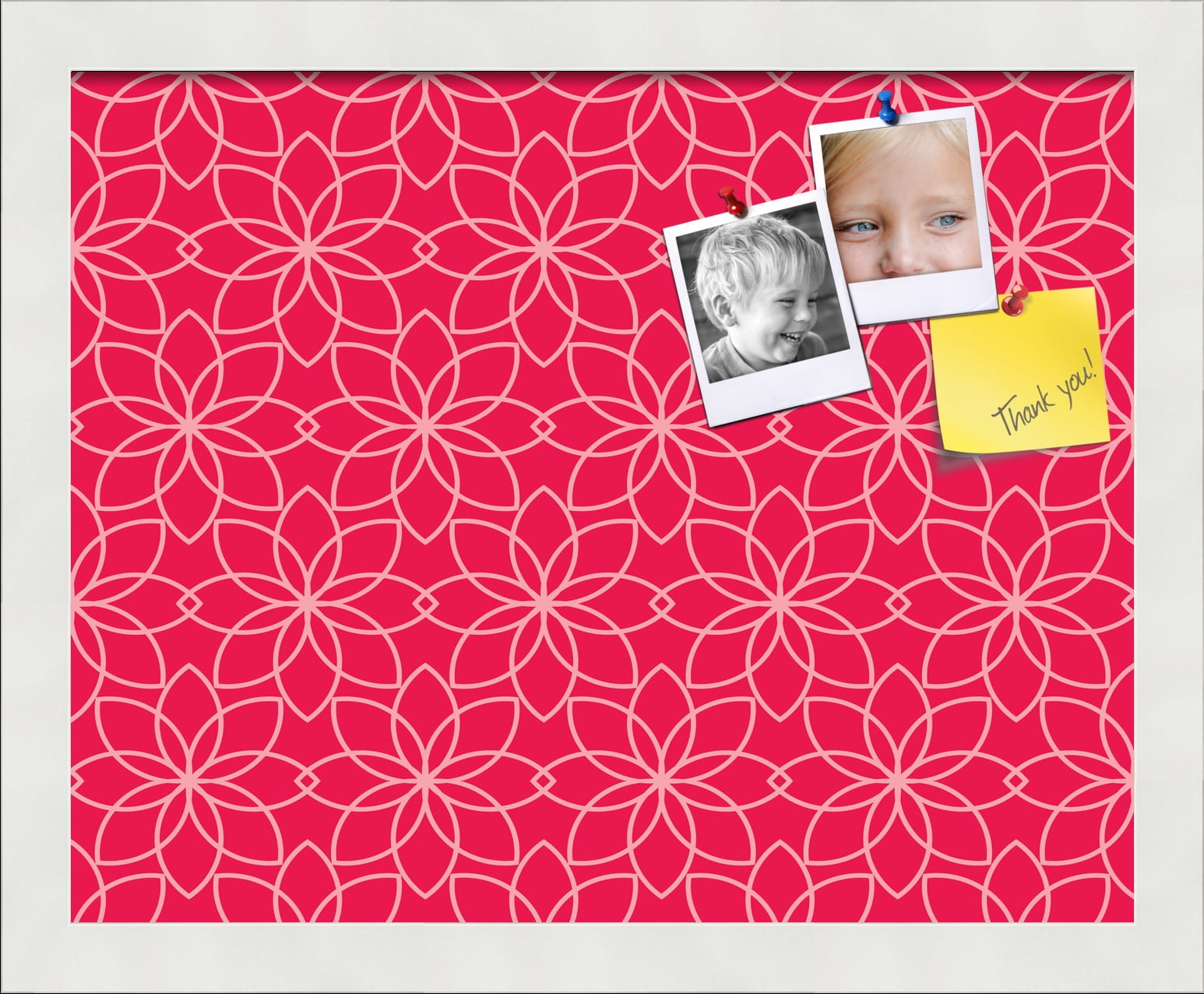 PinPix 15x12 Custom Cork Bulletin Board Floral Hot Pink Poster Board ...
