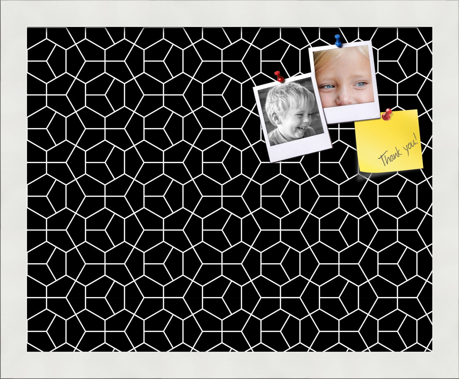 PinPix 15x12 Custom Cork Bulletin Board Modeco Hex W B Poster Board Has ...