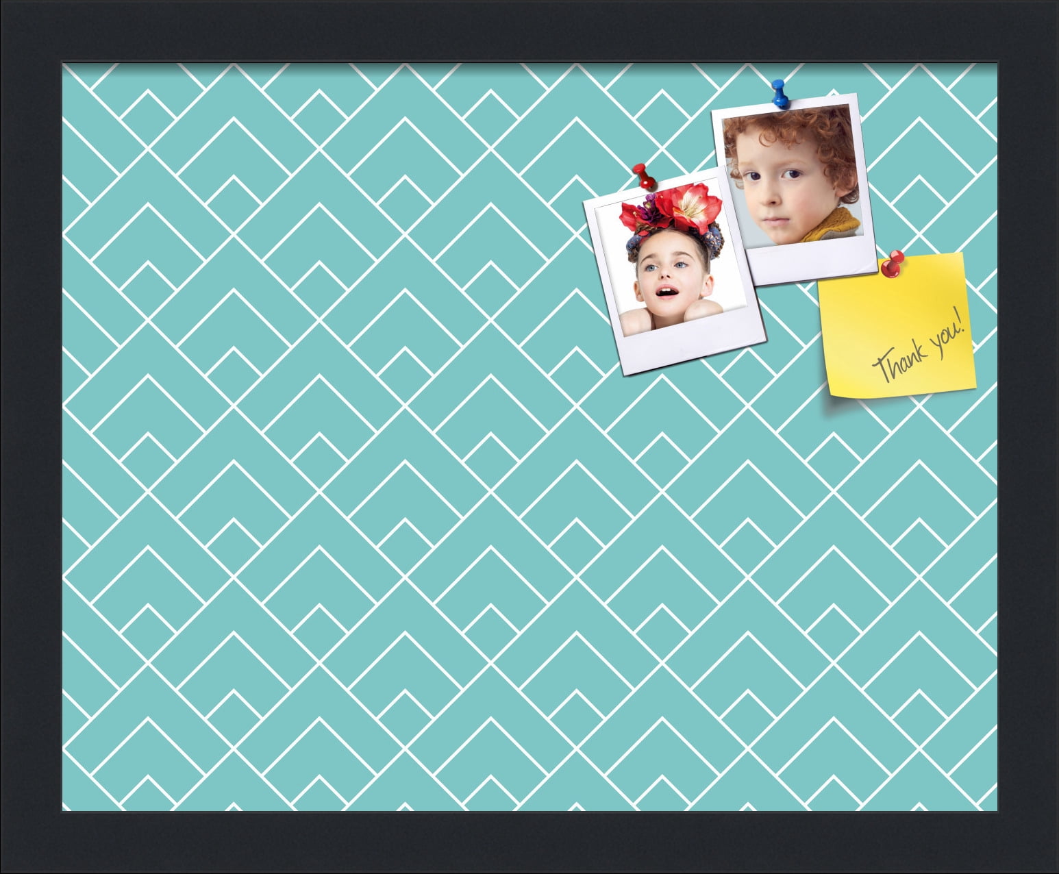PinPix 15x12 Custom Cork Bulletin Board Peaks Modern Pattern Aqua ...