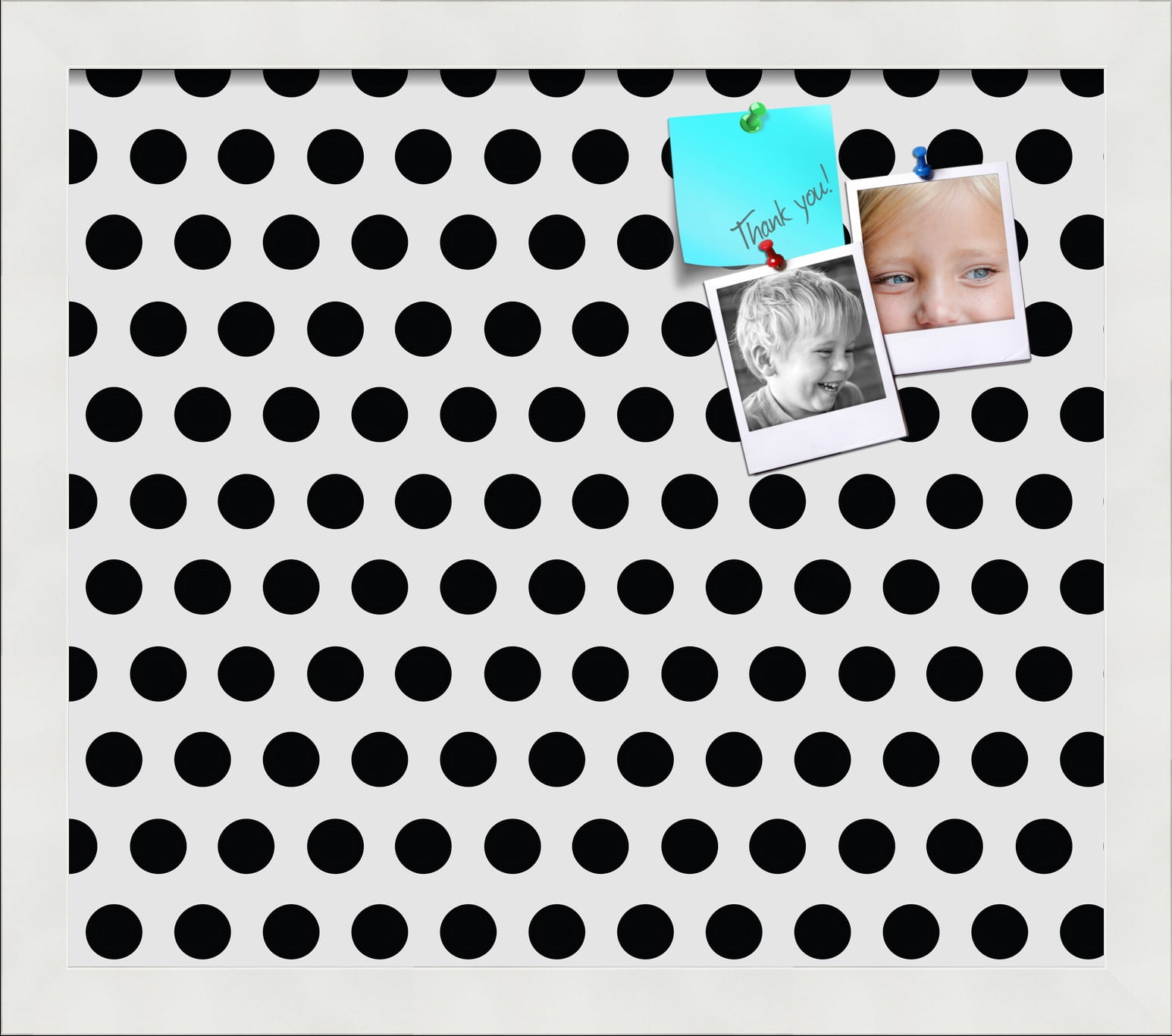 PinPix 15x13 Custom Cork Bulletin Board Black Polka Dot Poster Board ...