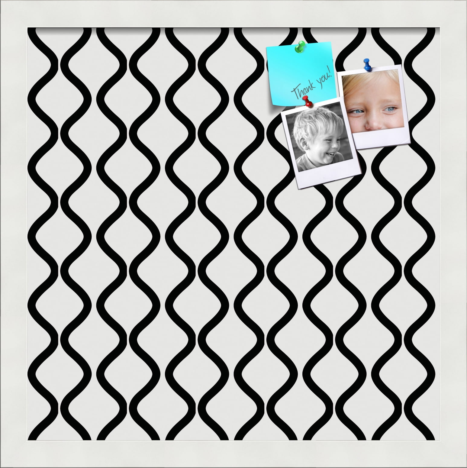 PinPix 15x15 Custom Cork Bulletin Board Black And White Waves Poster ...
