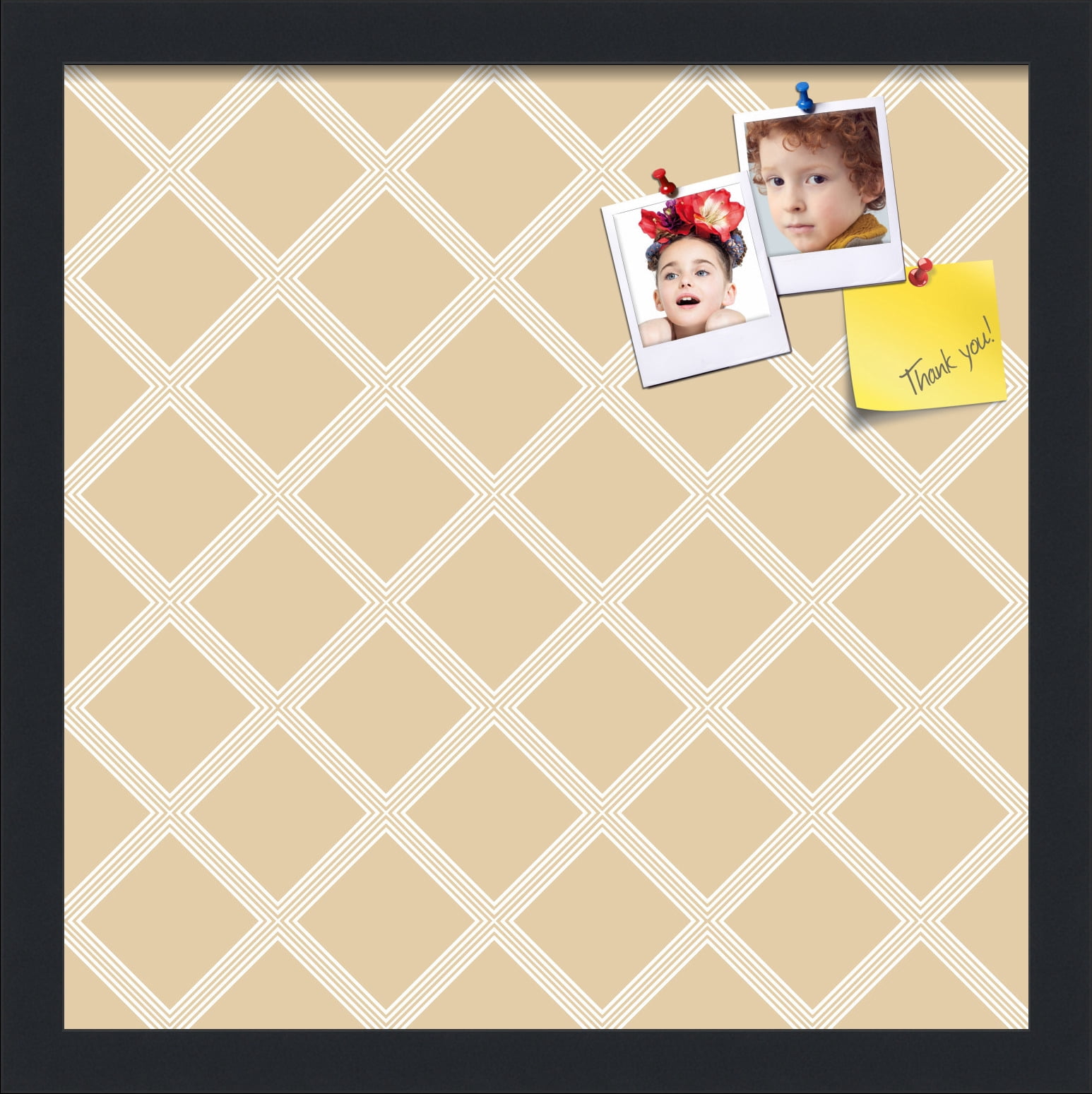 PinPix 15x15 Custom Cork Bulletin Board Diamond Modern Pattern Beige ...