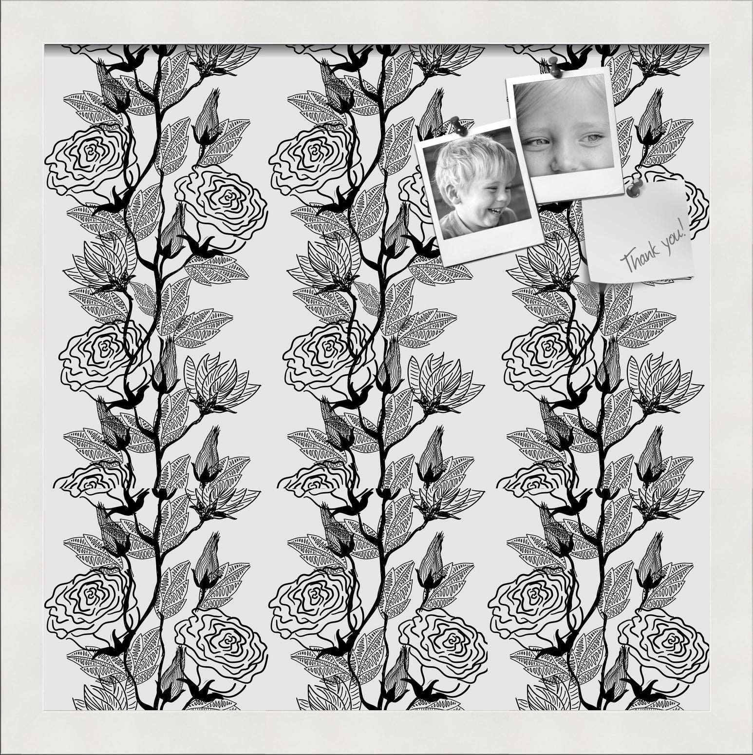 PinPix 15x15 Custom Cork Bulletin Board Floral Design Continuous Roses ...