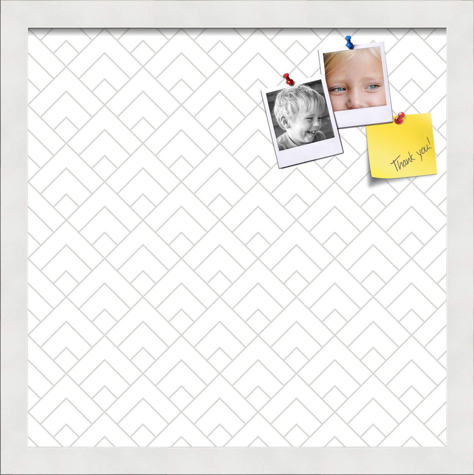 PinPix 15x15 Custom Cork Bulletin Board Peaks Modern Pattern White Grey ...
