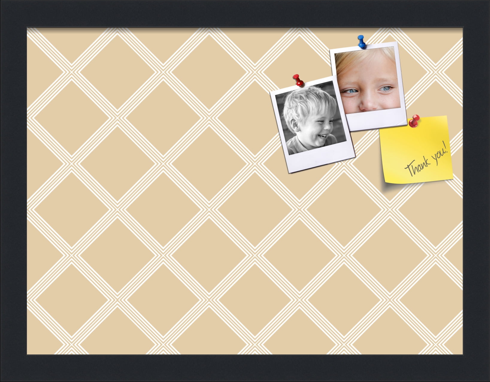 PinPix 16x12 Custom Cork Bulletin Board Diamond Modern Pattern Beige ...