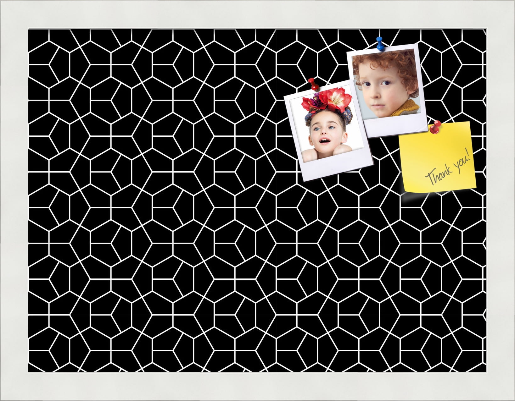 PinPix 16x12 Custom Cork Bulletin Board Modeco Hex W B Poster Board Has ...