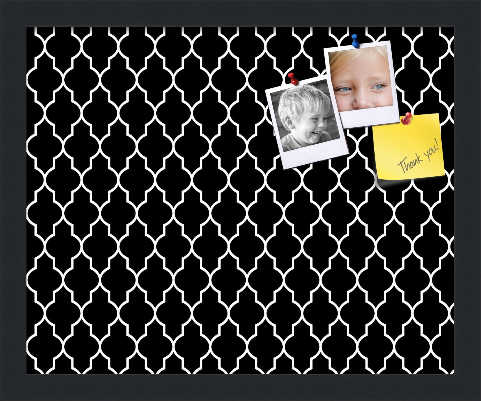 PinPix 16x13 Custom Cork Bulletin Board Quatrefoil Black Poster Board ...