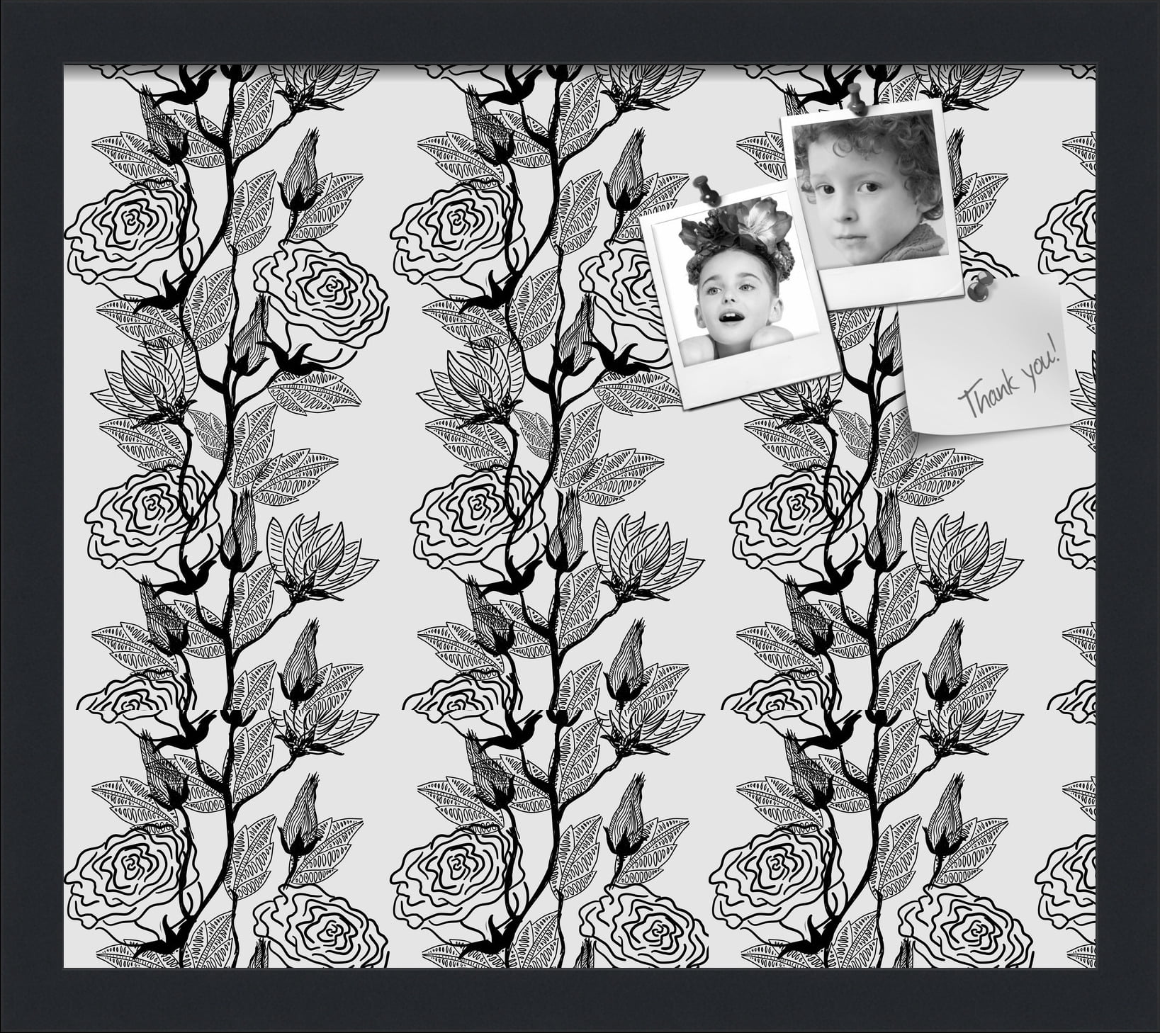 PinPix 16x14 Custom Cork Bulletin Board Floral Design Continuous Roses ...