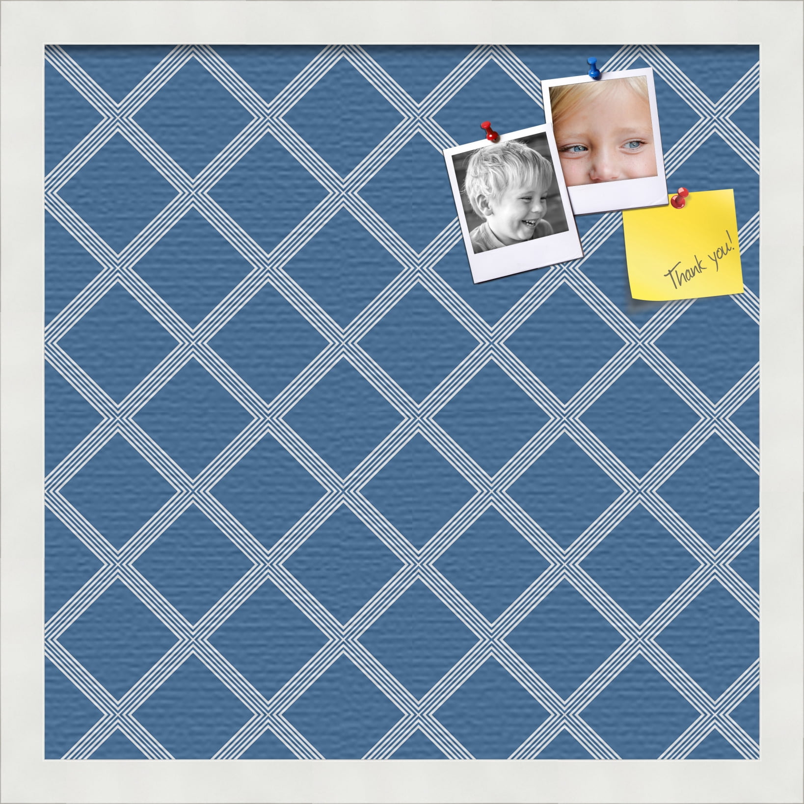 PinPix 16x16 Custom Cork Bulletin Board Diamond Modern Pattern Navy ...