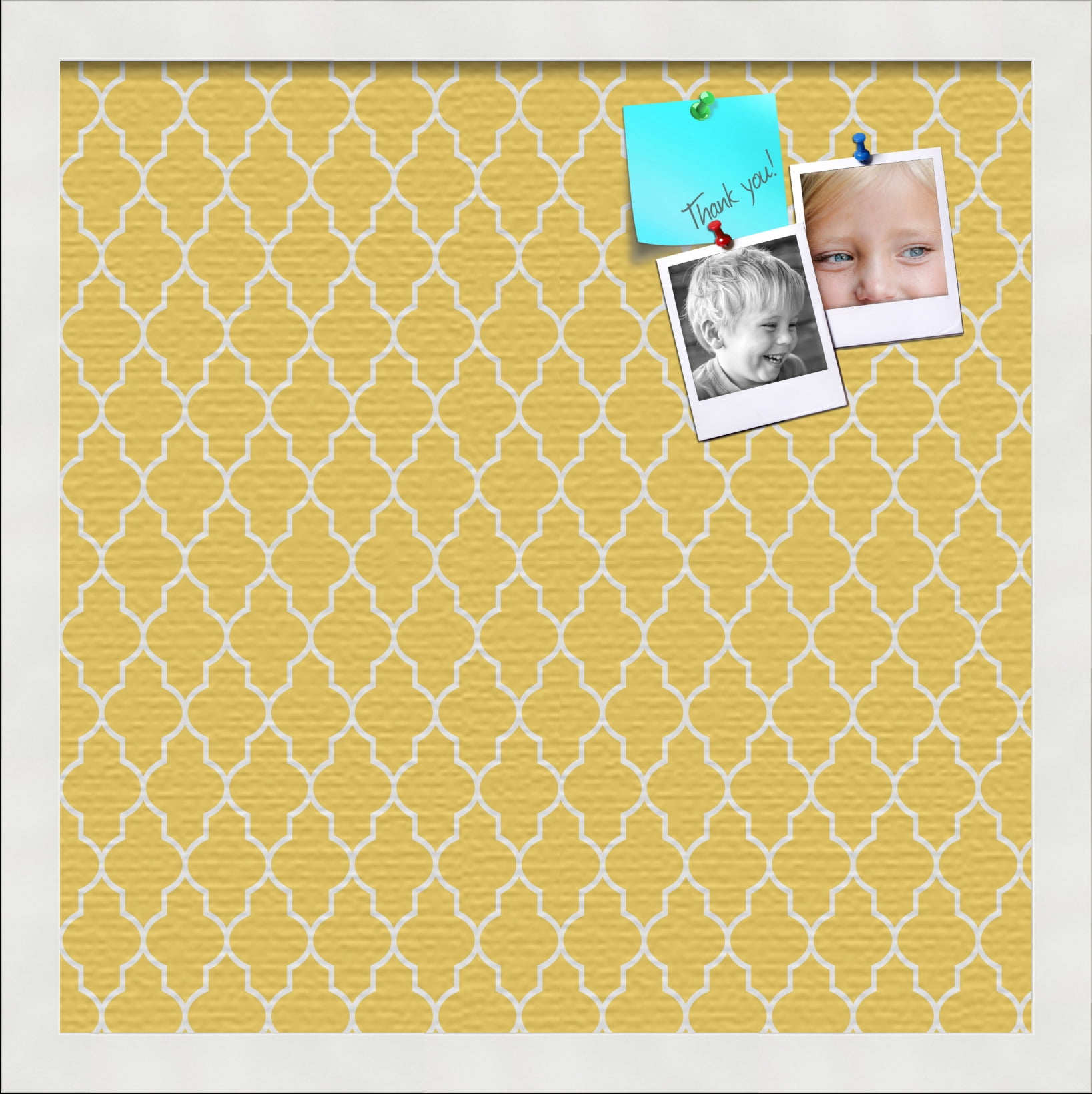 PinPix 16x16 Custom Cork Bulletin Board Quatrefoil Yellow Poster Board ...