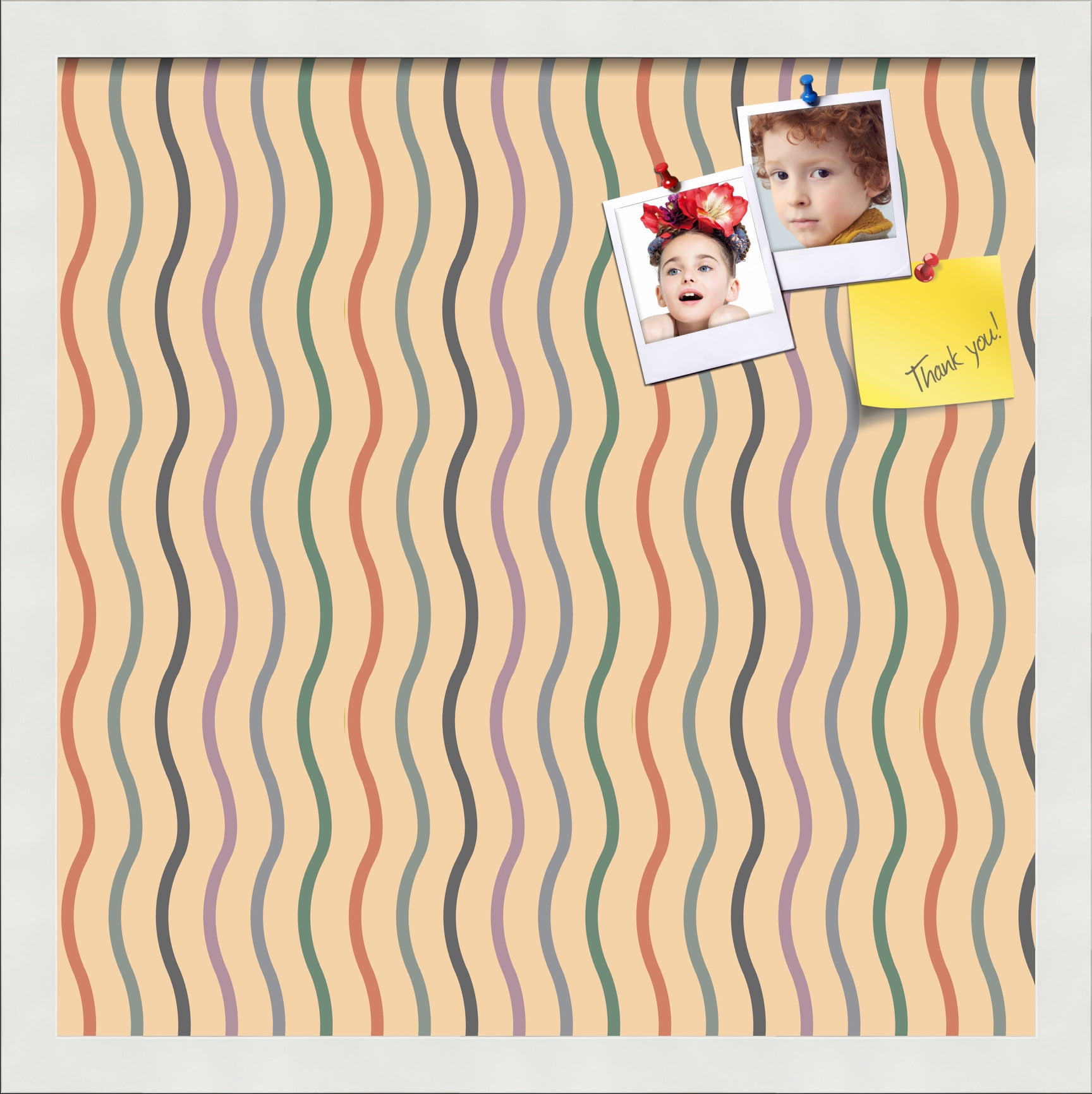 PinPix 17x17 Custom Cork Bulletin Board Multi Color Waves Poster Board ...