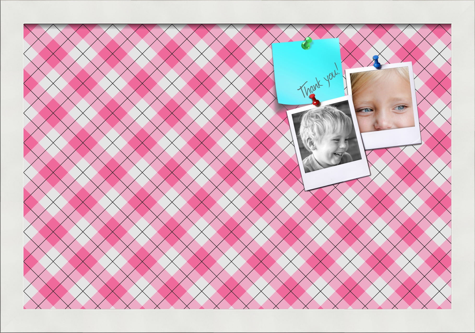 PinPix 18x12 Custom Cork Bulletin Board Argyle Pink Poster Board Has a ...