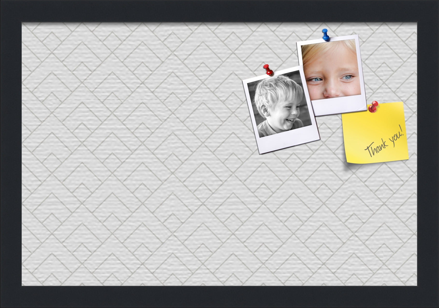 PinPix 18x12 Custom Cork Bulletin Board Peaks Modern Pattern White Grey ...