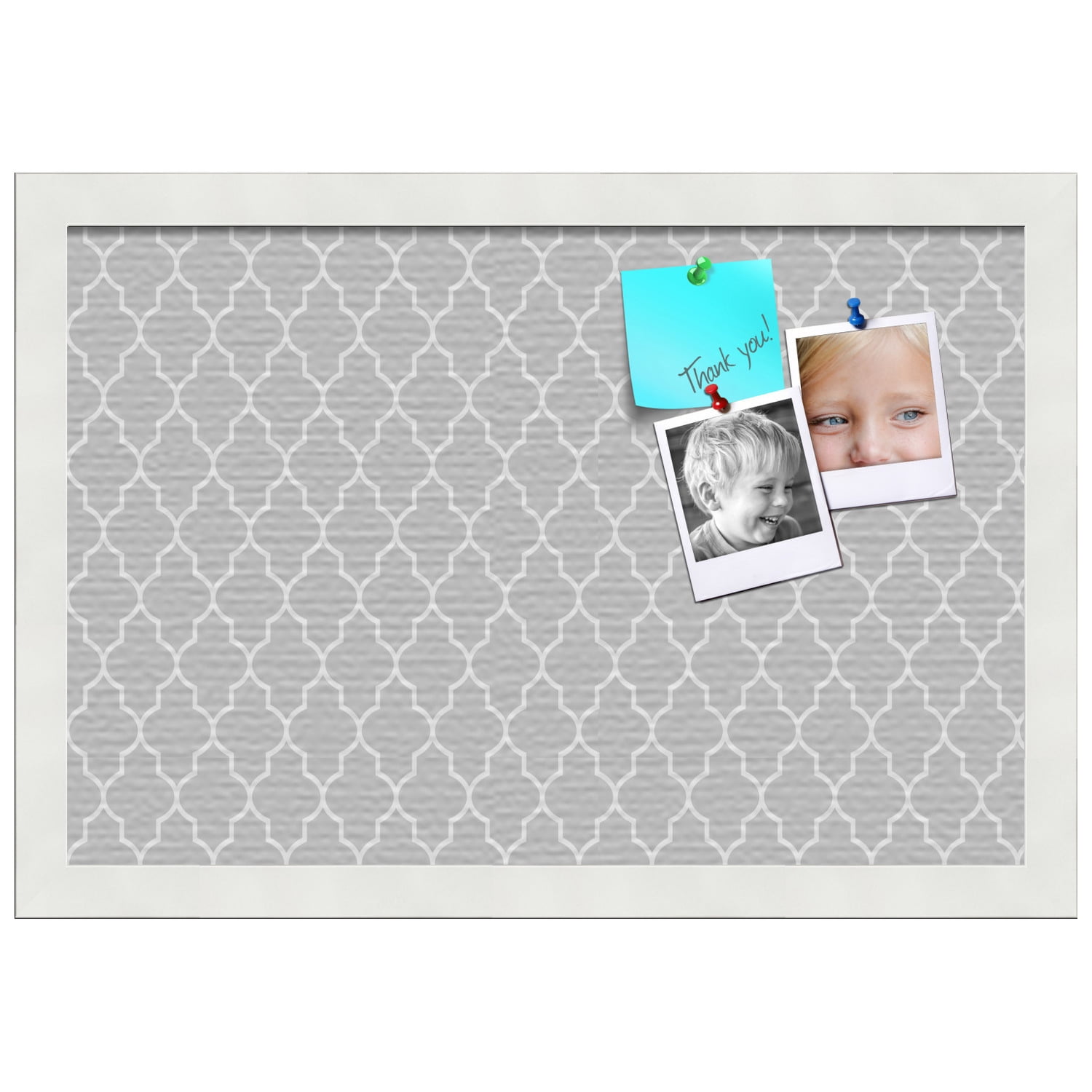 PinPix 18x12 Custom Cork Bulletin Board Quatrefoil Lt Grey Poster Board ...