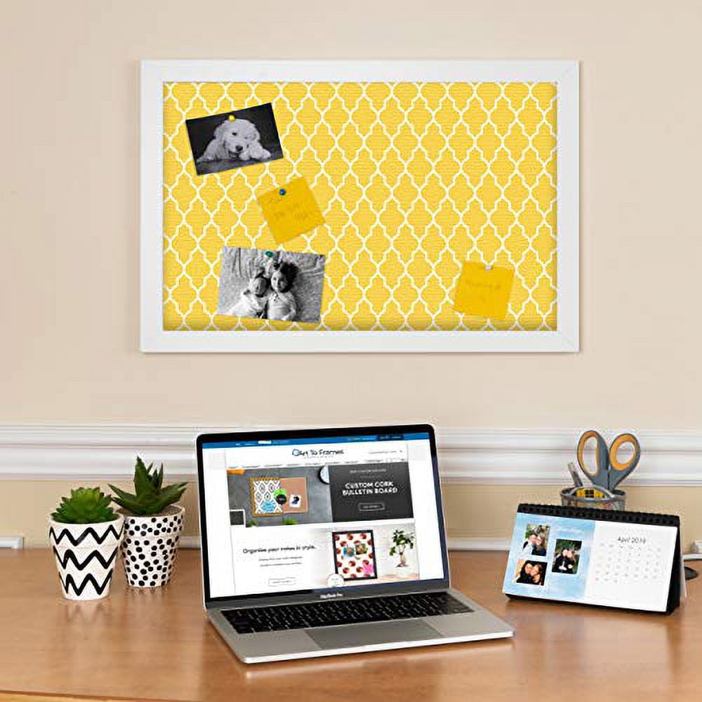 PinPix 18x12 Custom Cork Bulletin Board Quatrefoil Yellow Poster Board ...