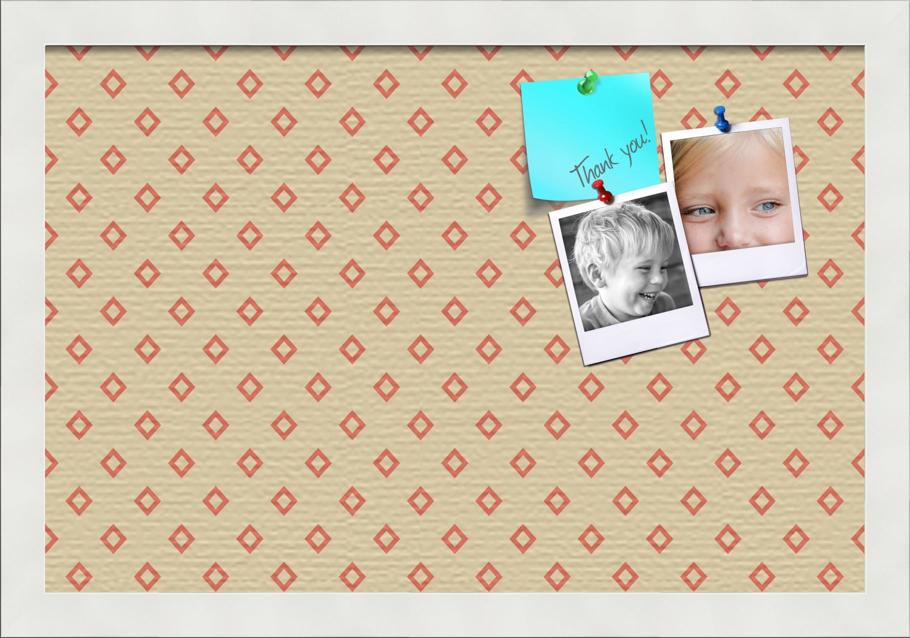 PinPix 18x12 Custom Cork Bulletin Board Red - Yellow Diamond Poster ...