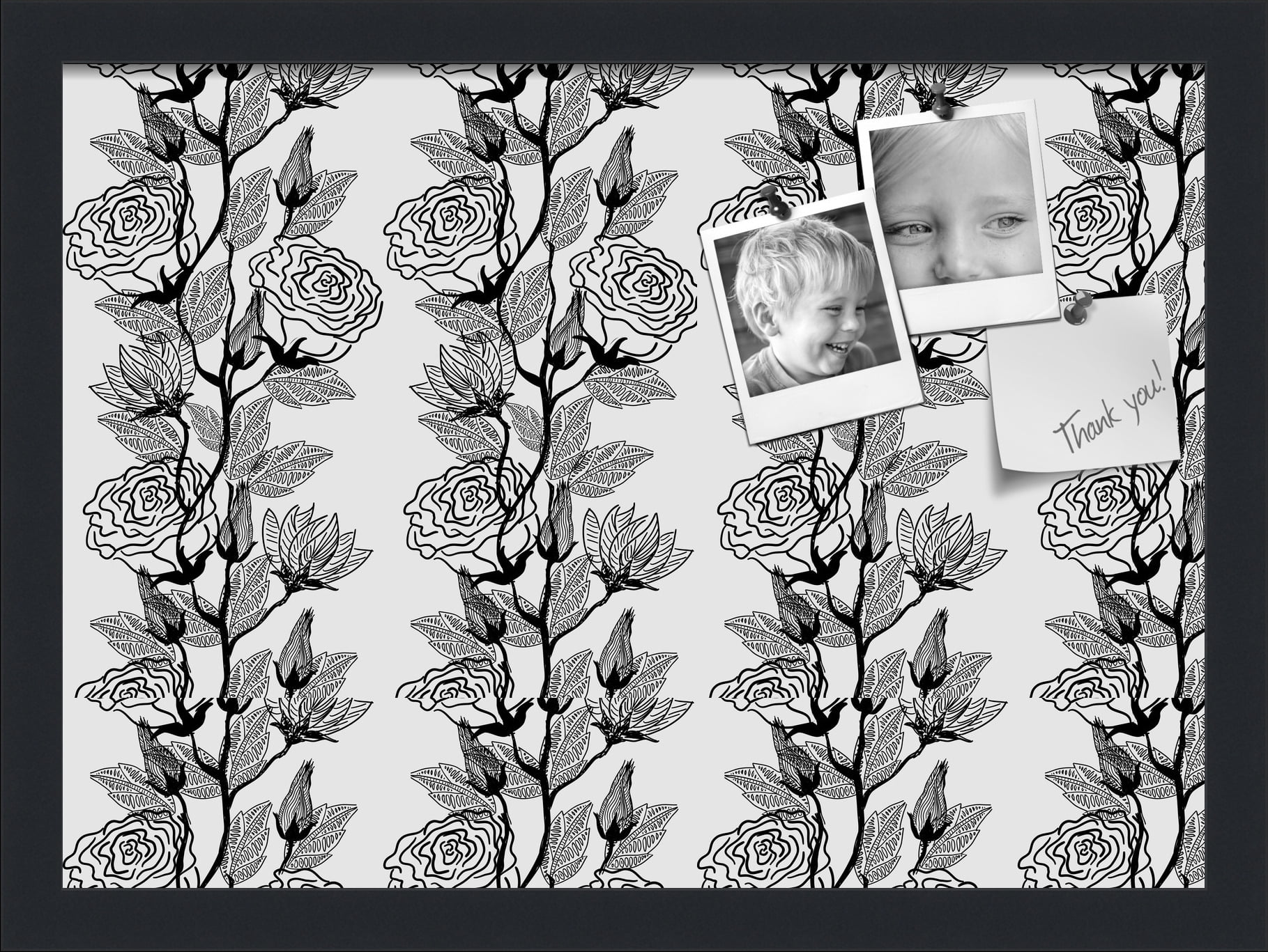 PinPix 18x13 Custom Cork Bulletin Board Floral Design Continuous Roses ...