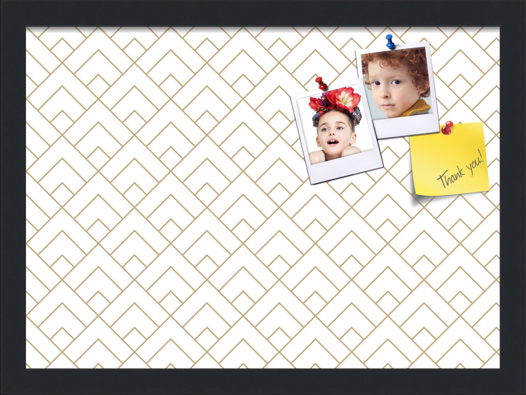 PinPix 18x13 Custom Cork Bulletin Board Peaks Modern Pattern White ...
