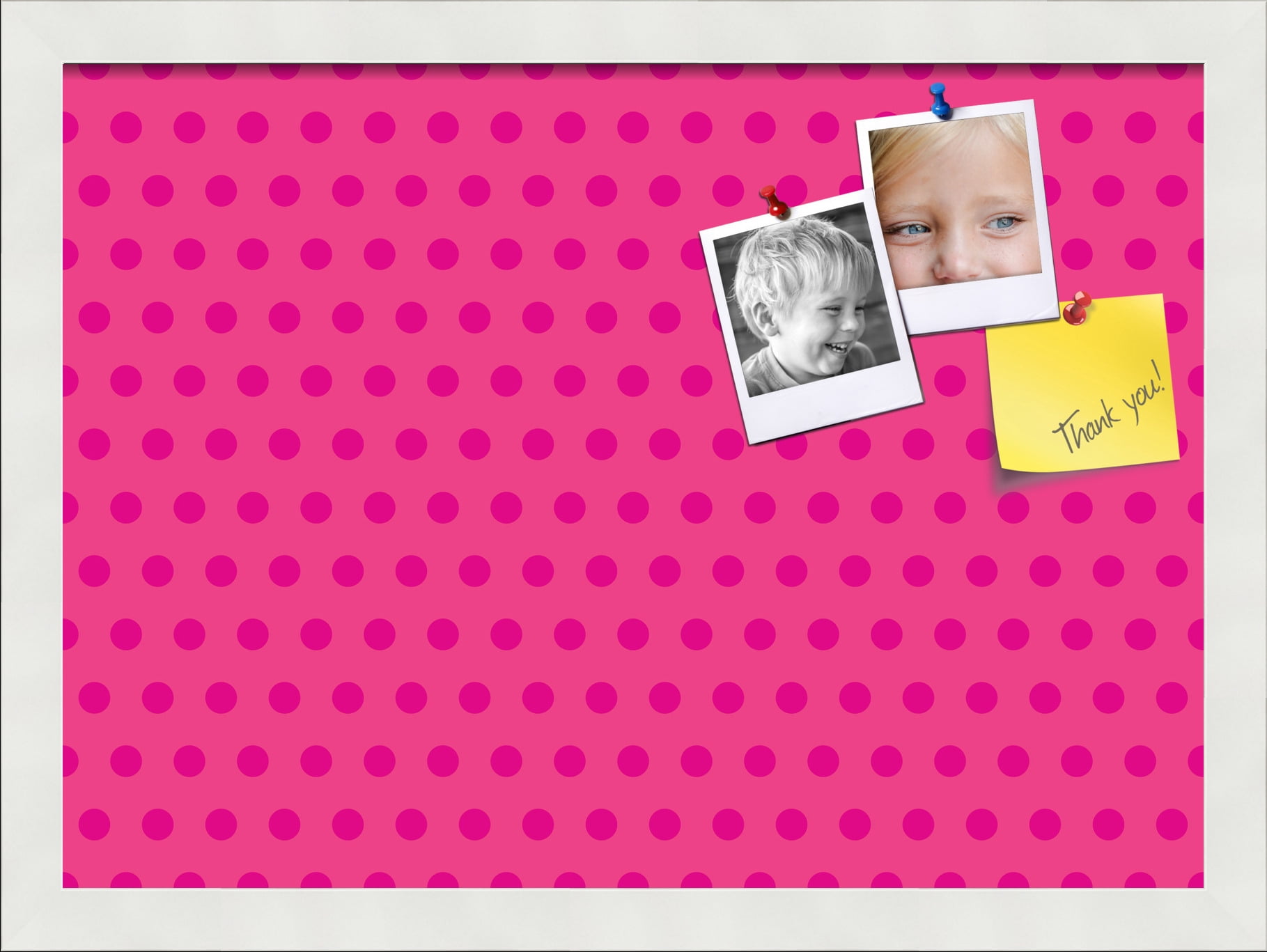 PinPix 18x13 Custom Cork Bulletin Board Pink Polka Dot Poster Board Has ...