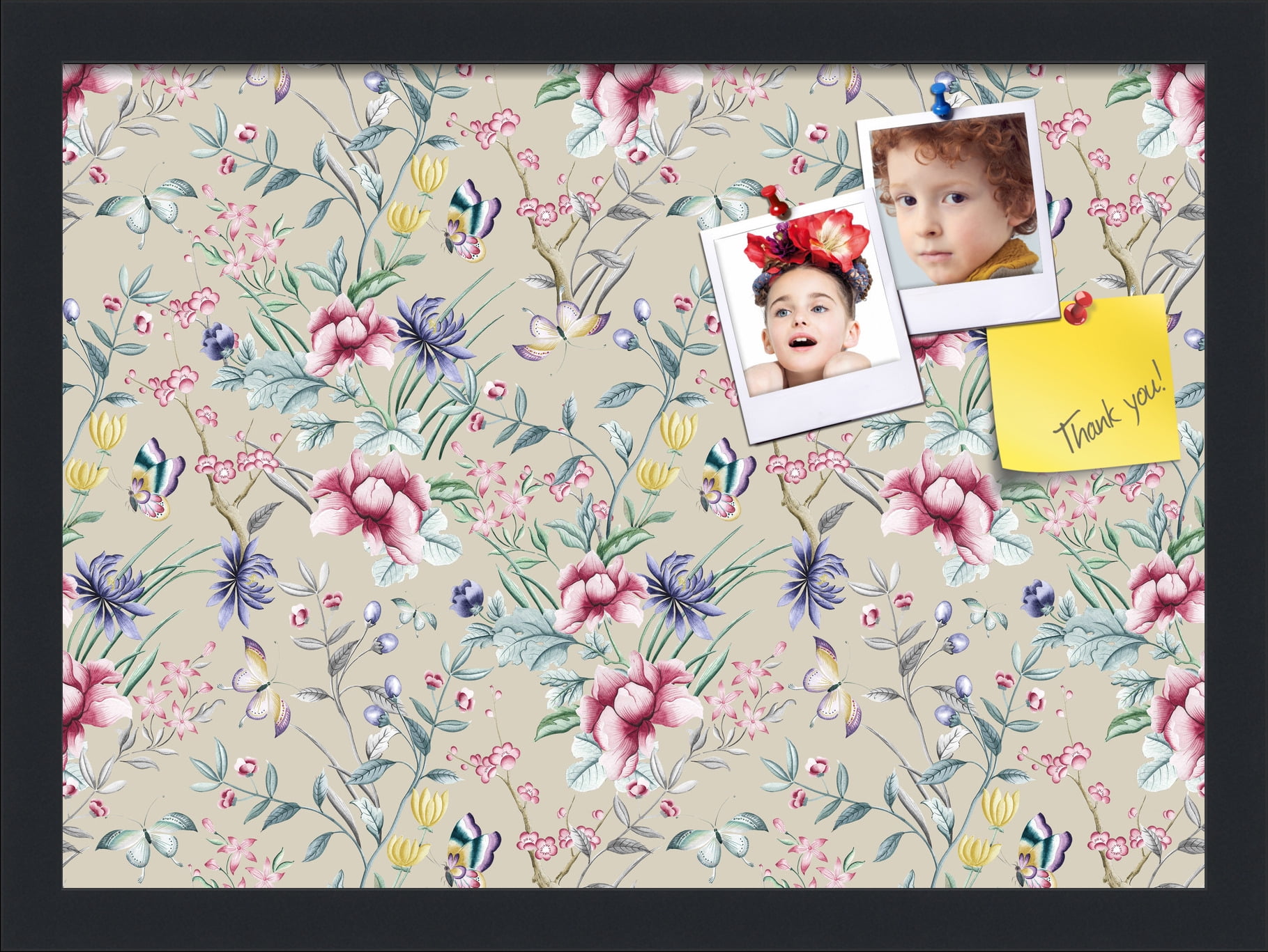 PinPix 18x13 Custom Cork Bulletin Board Vintage Japanese Floral Beige ...