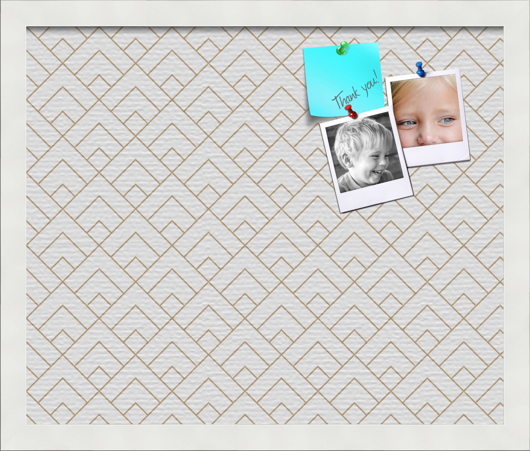 PinPix 18x15 Custom Cork Bulletin Board Peaks Modern Pattern White ...