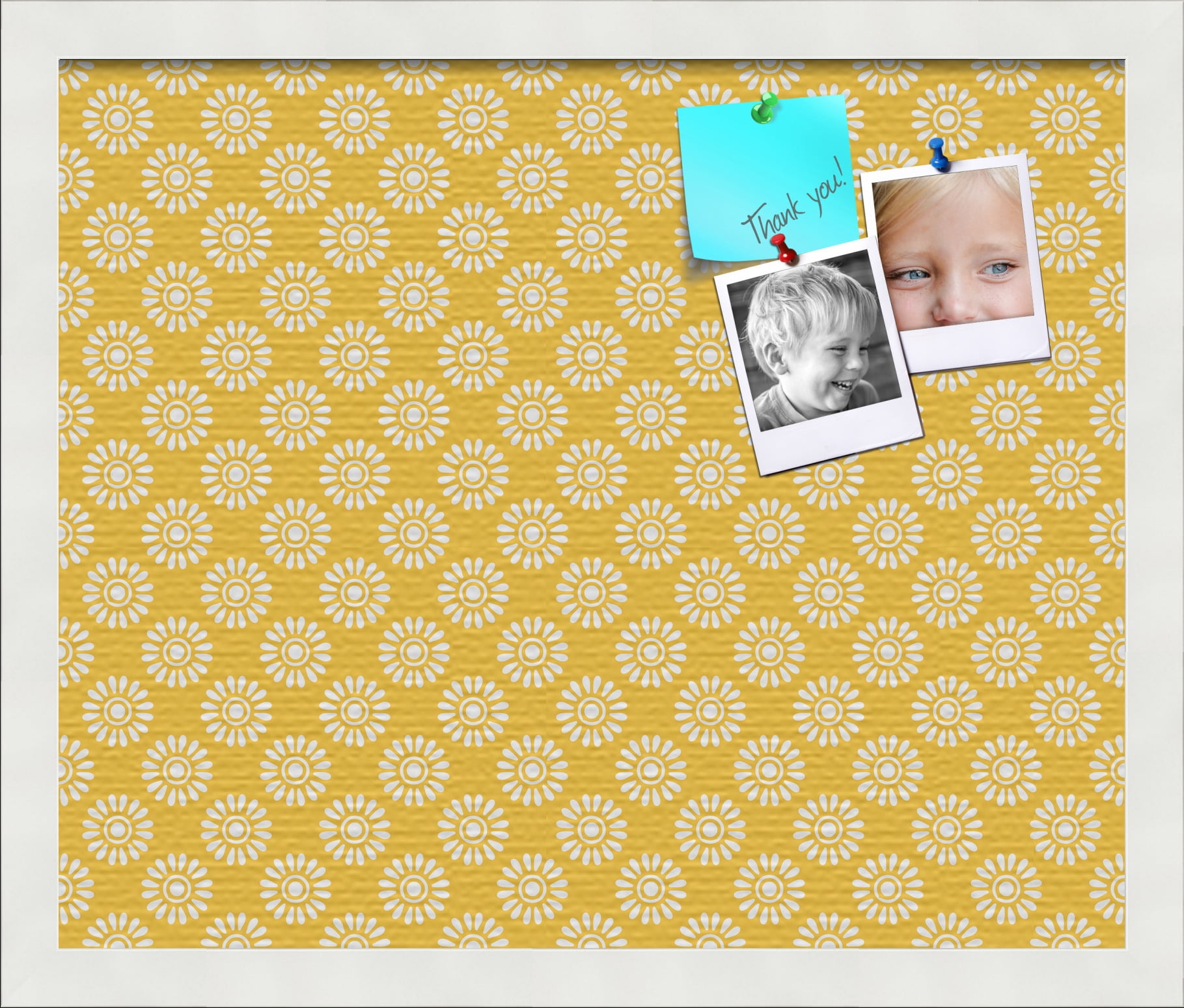 PinPix 18x15 Custom Cork Bulletin Board Yellow Flowers Poster Board Has ...