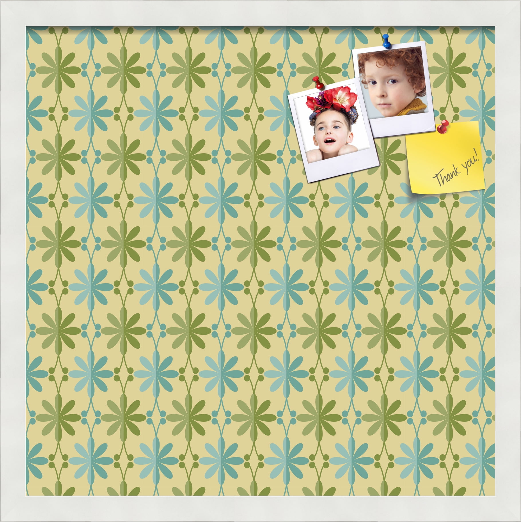 PinPix 18x18 Custom Cork Bulletin Board Floral Blue And Green Poster ...