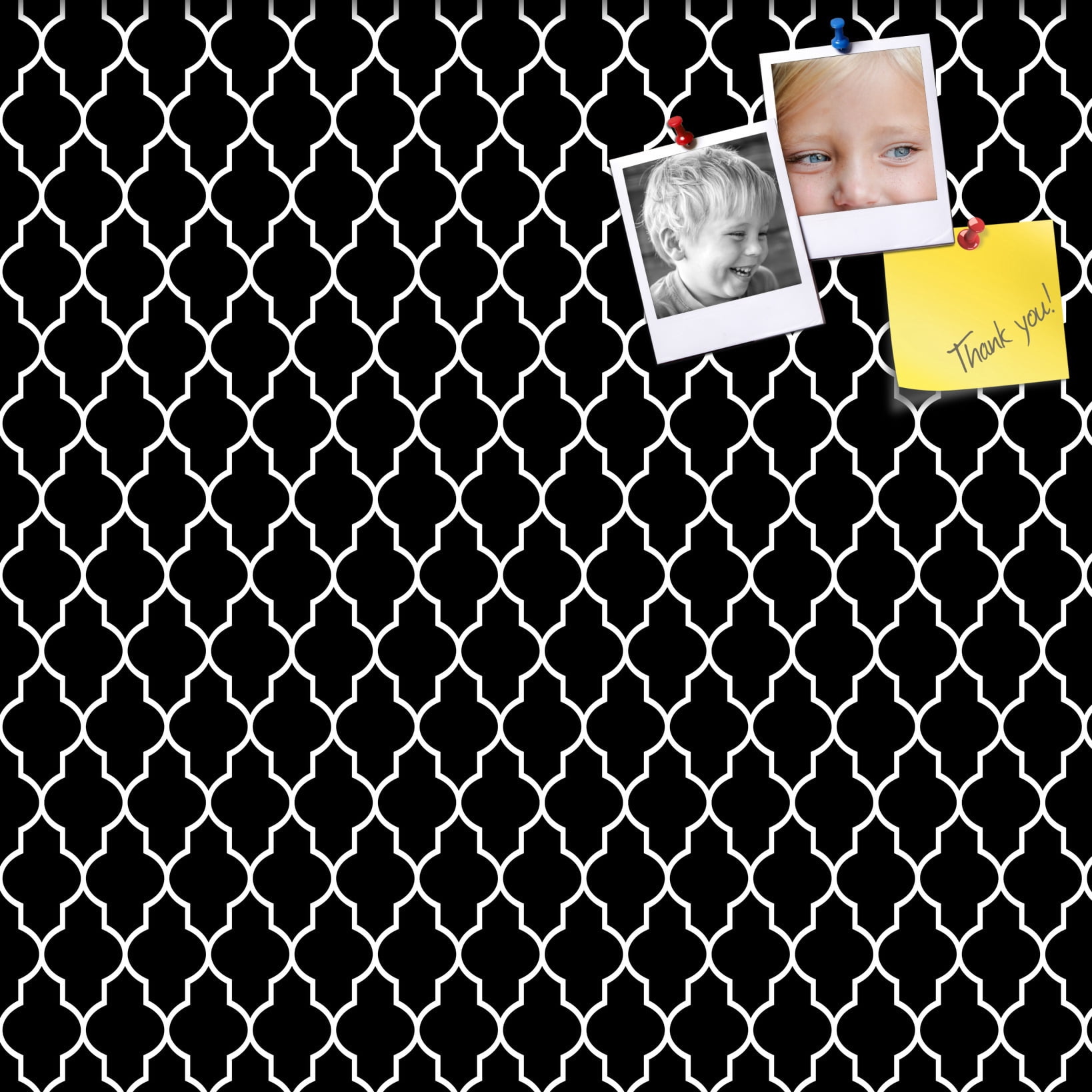 PinPix 18x18 Custom Cork Bulletin Board Quatrefoil Black Poster Board ...