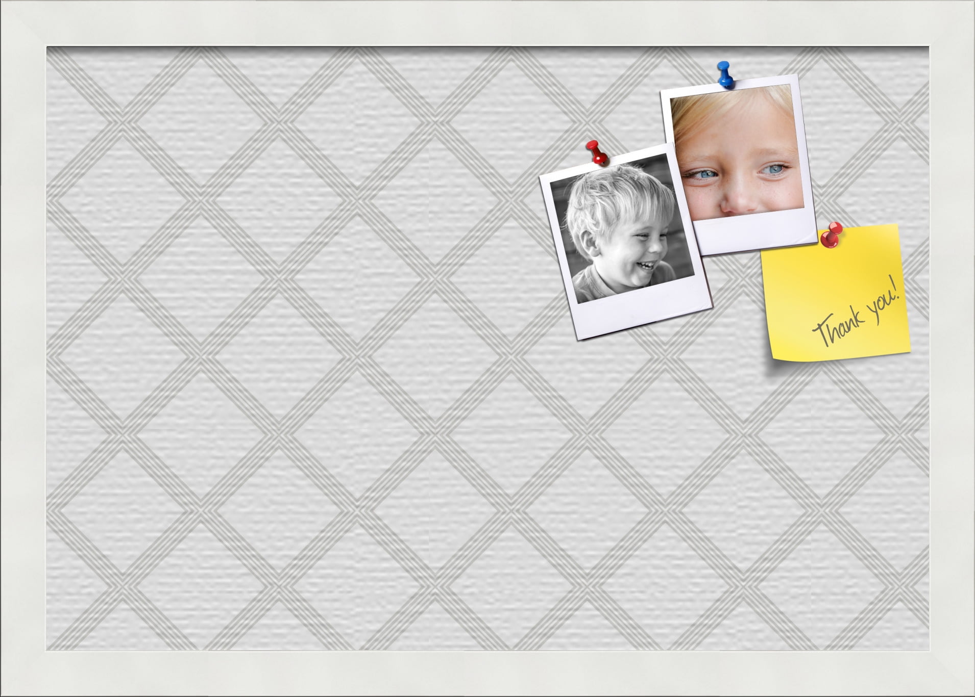PinPix 19x13 Custom Cork Bulletin Board Diamond Modern Pattern Grey ...