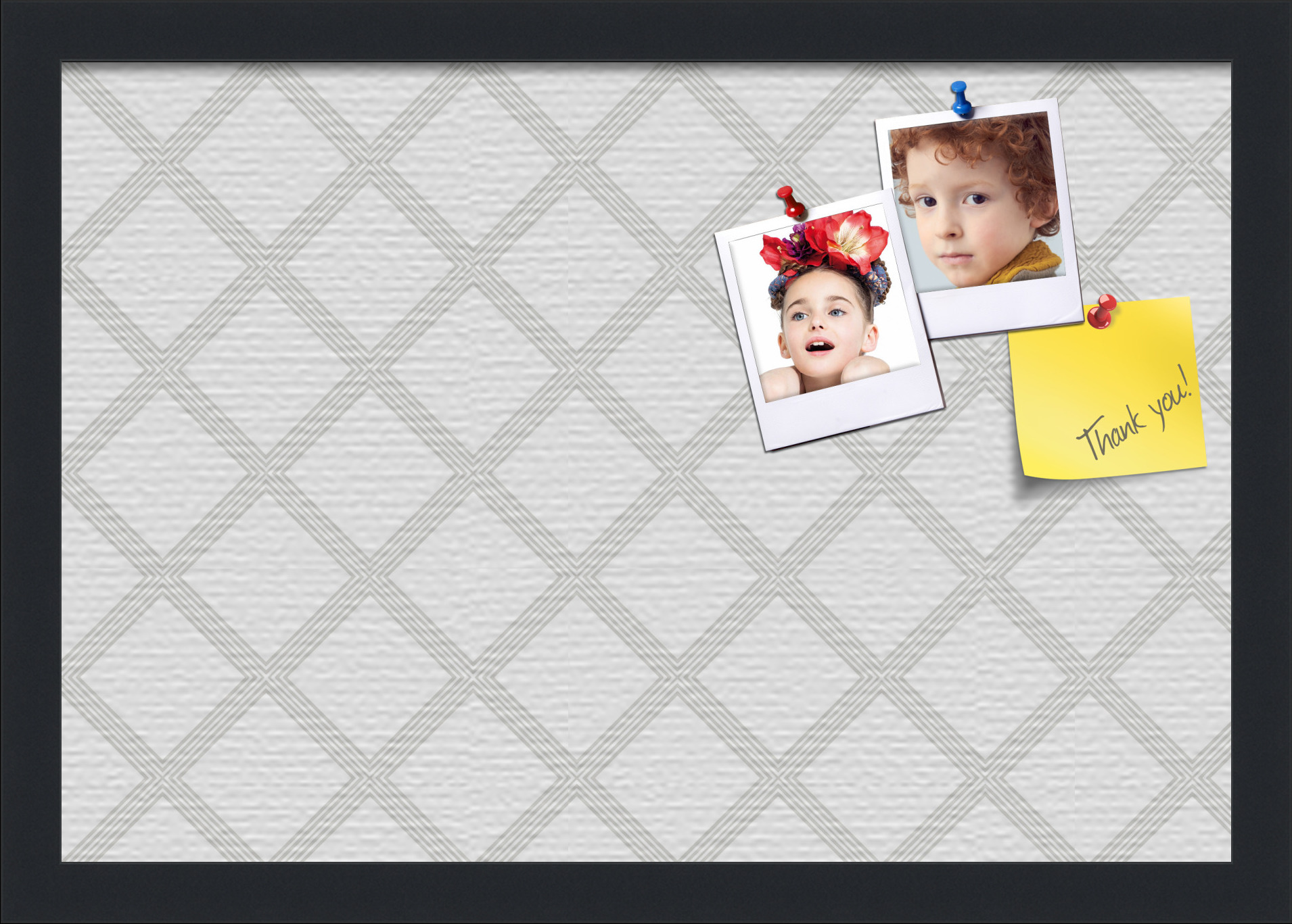 PinPix 19x13 Custom Cork Bulletin Board Diamond Modern Pattern Grey ...