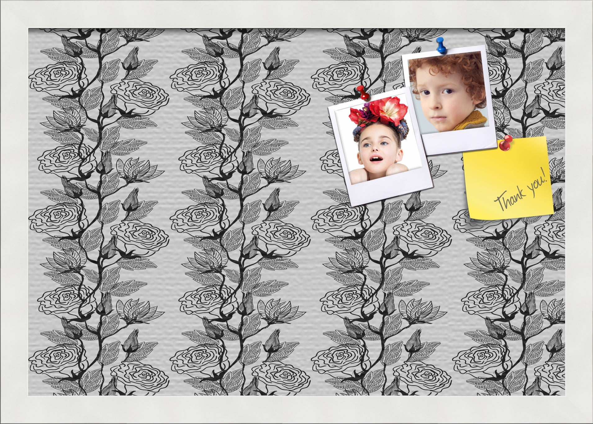 PinPix 19x13 Custom Cork Bulletin Board Floral design Secret Rose ...