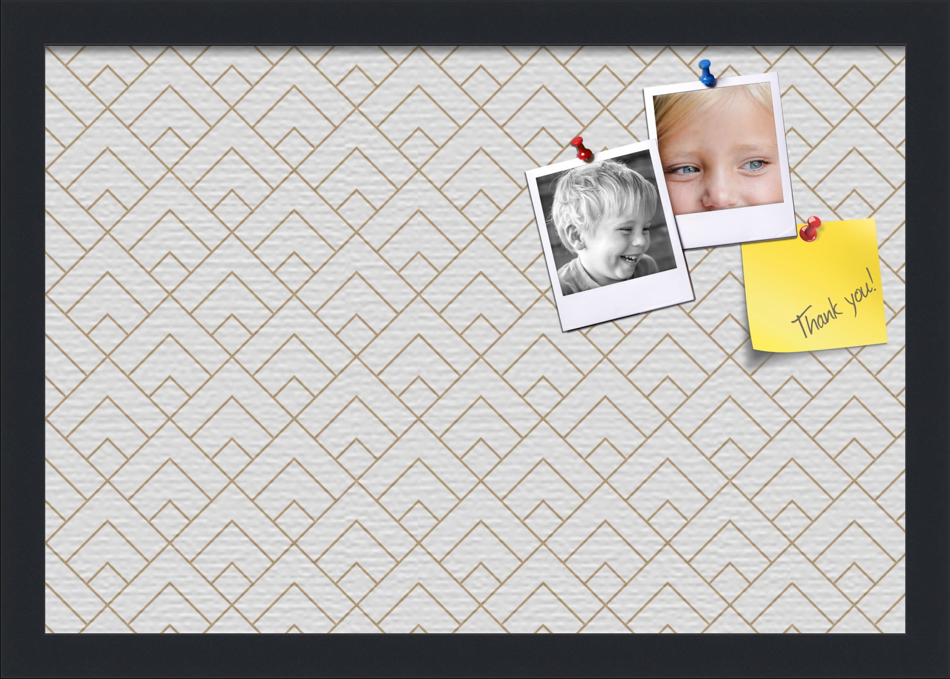PinPix 19x13 Custom Cork Bulletin Board Peaks Modern Pattern White ...