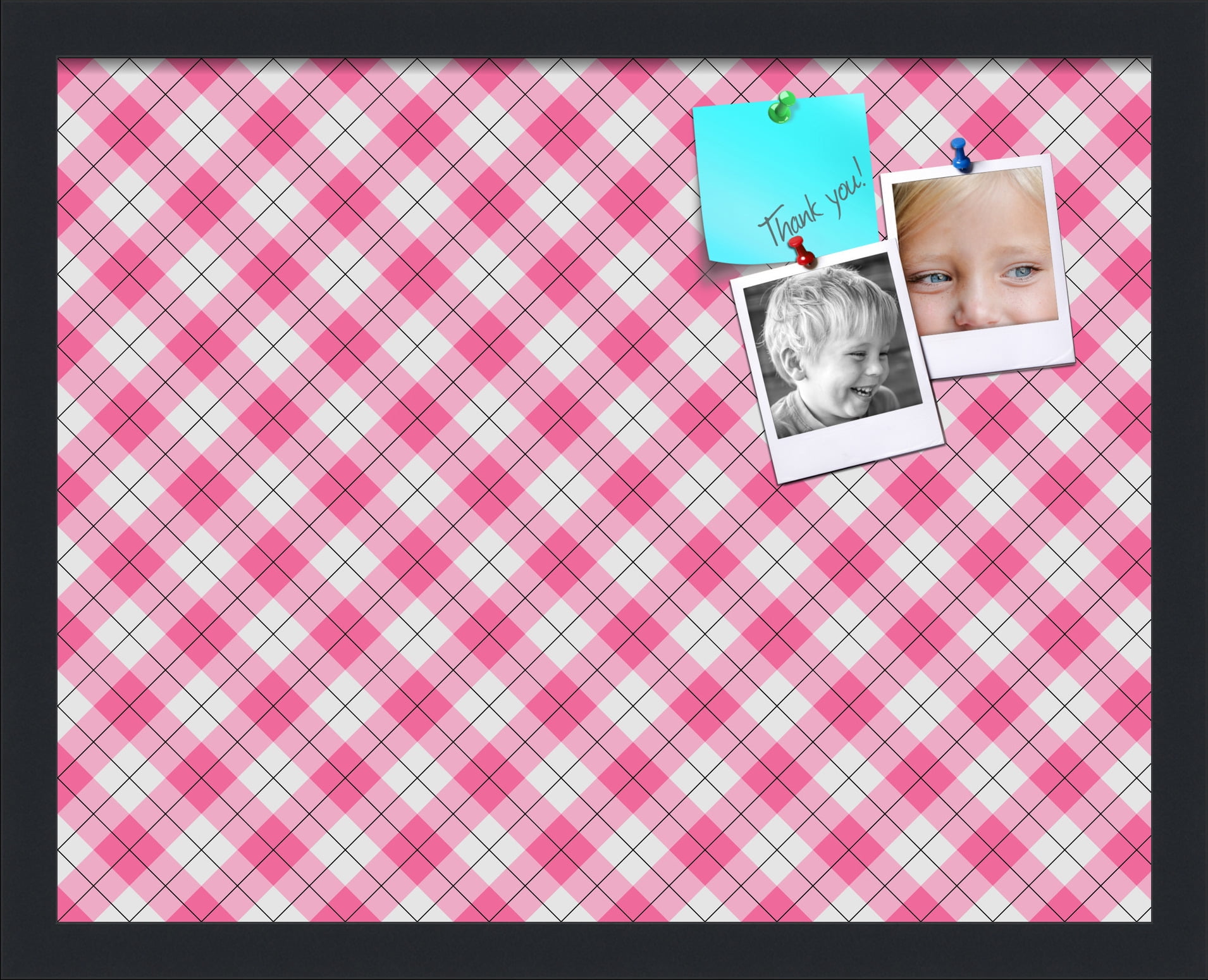 PinPix 19x15 Custom Cork Bulletin Board Argyle Pink Poster Board Has a ...