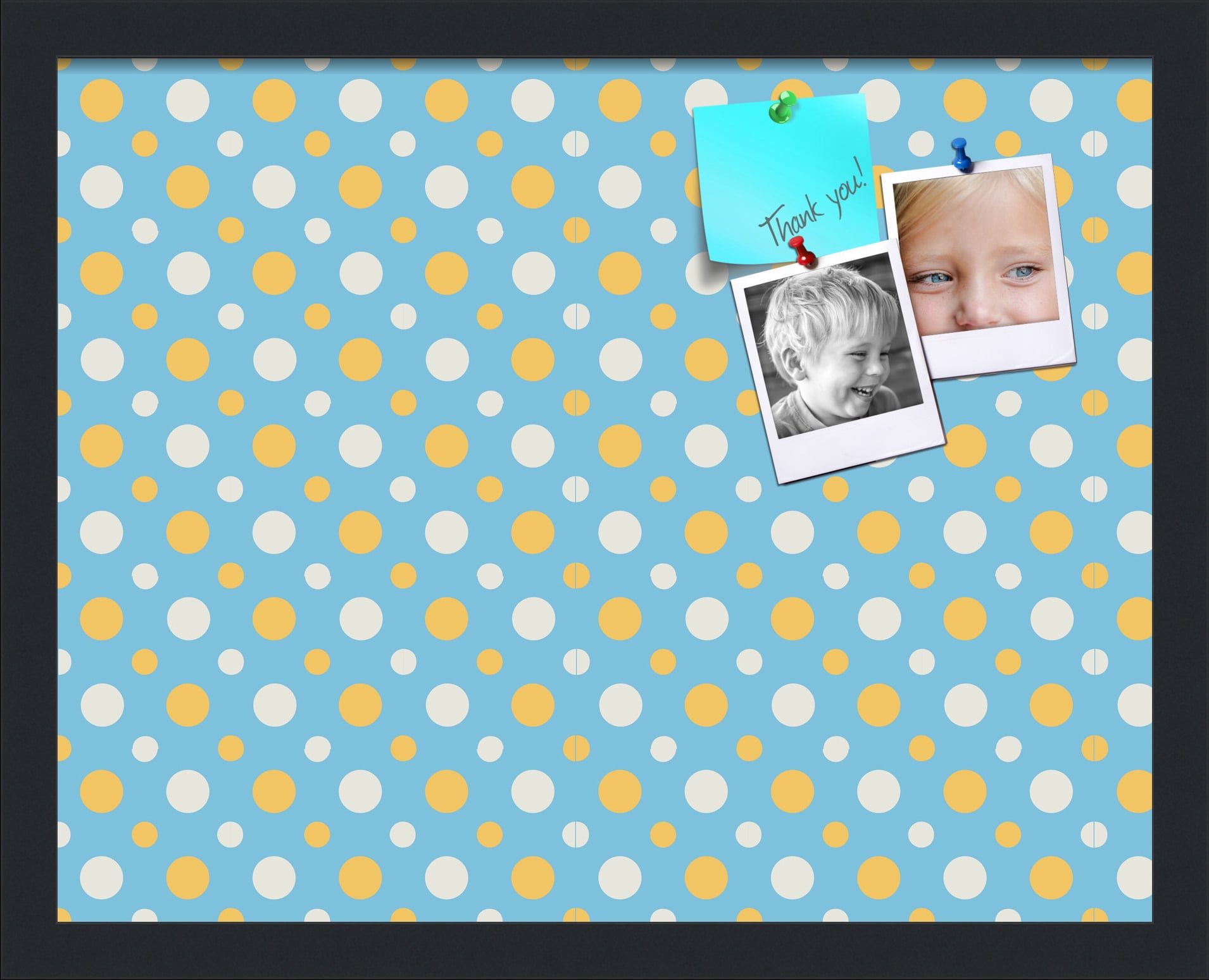 PinPix 19x15 Custom Cork Bulletin Board Blue - White Dots Poster Board ...