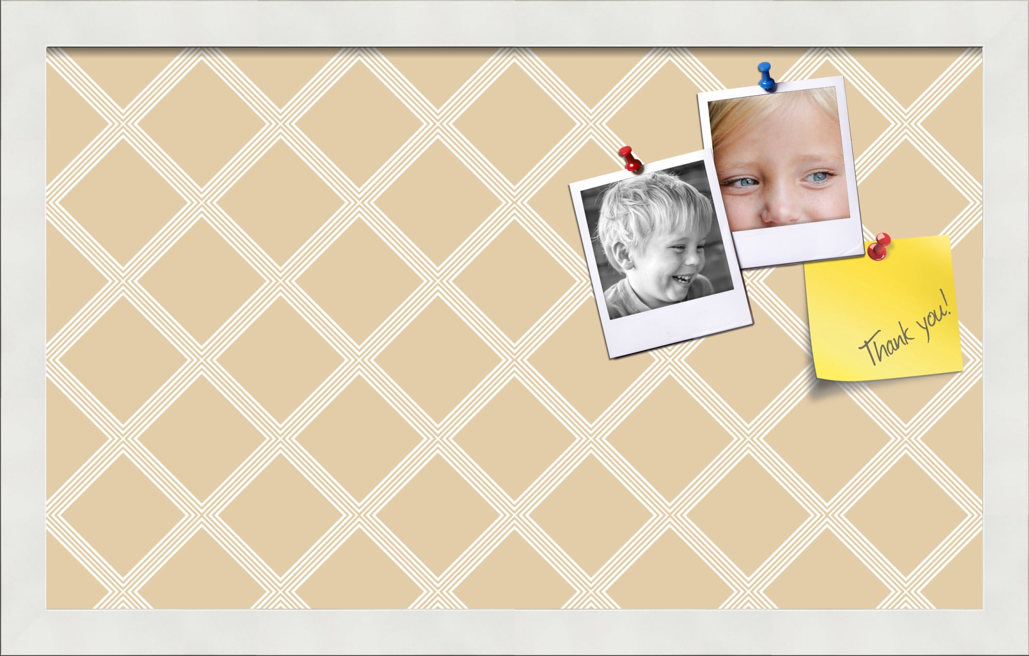 PinPix 20x12 Custom Cork Bulletin Board Diamond Modern Pattern Beige ...