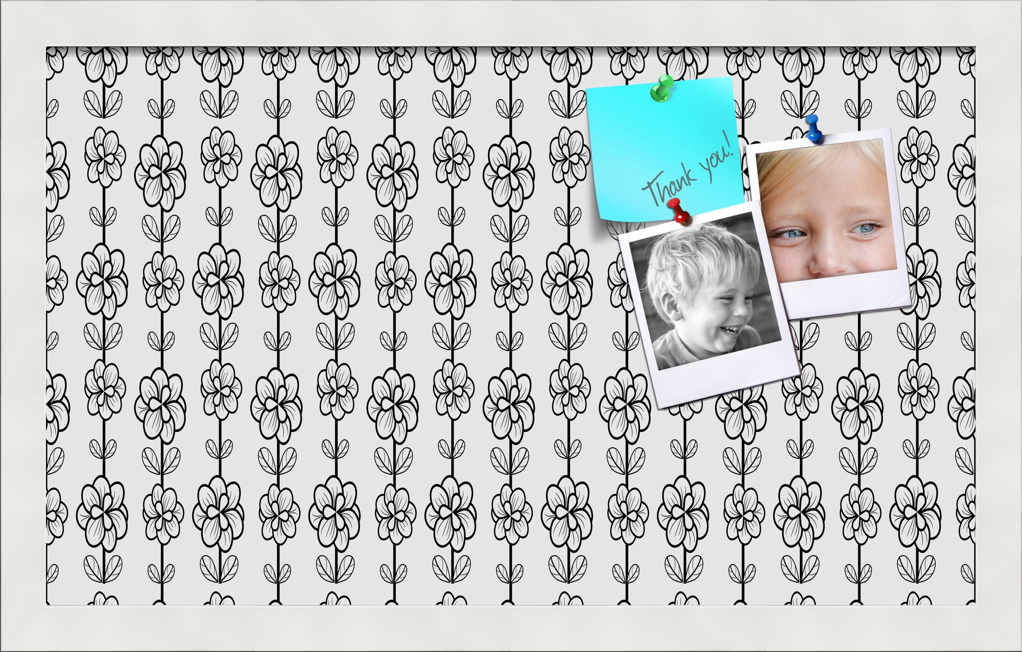 PinPix 20x12 Custom Cork Bulletin Board Floral design Perfect Blooms ...