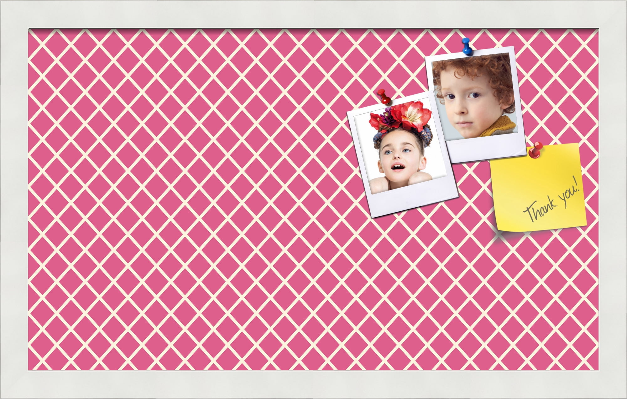 PinPix 20x12 Custom Cork Bulletin Board Hot Pink Diamond Poster Board ...
