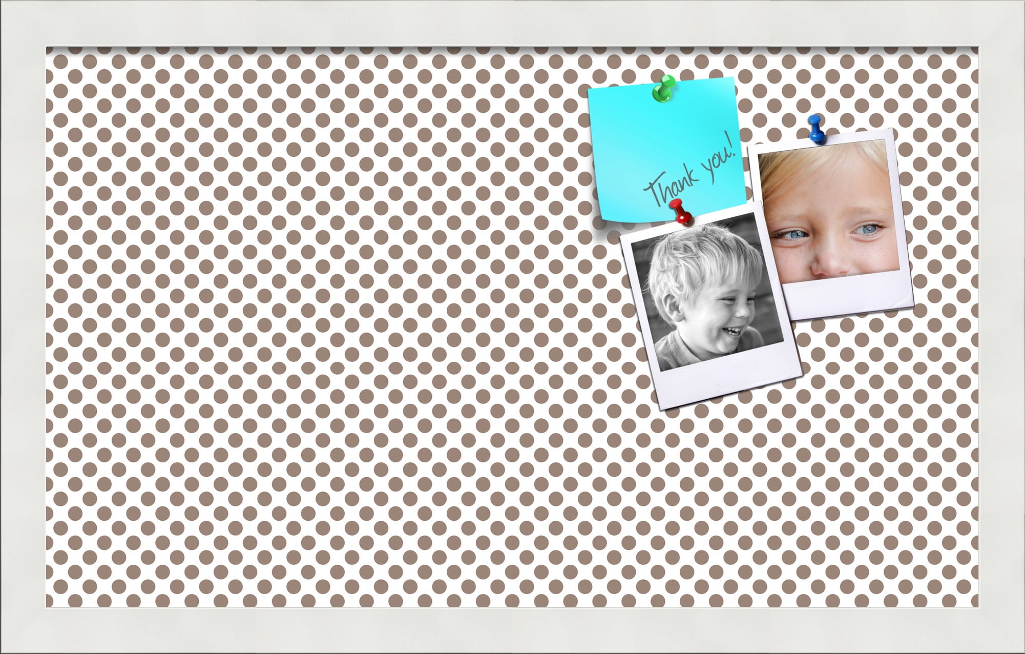PinPix 20x12 Custom Cork Bulletin Board Light Brown Polka Dot Poster ...