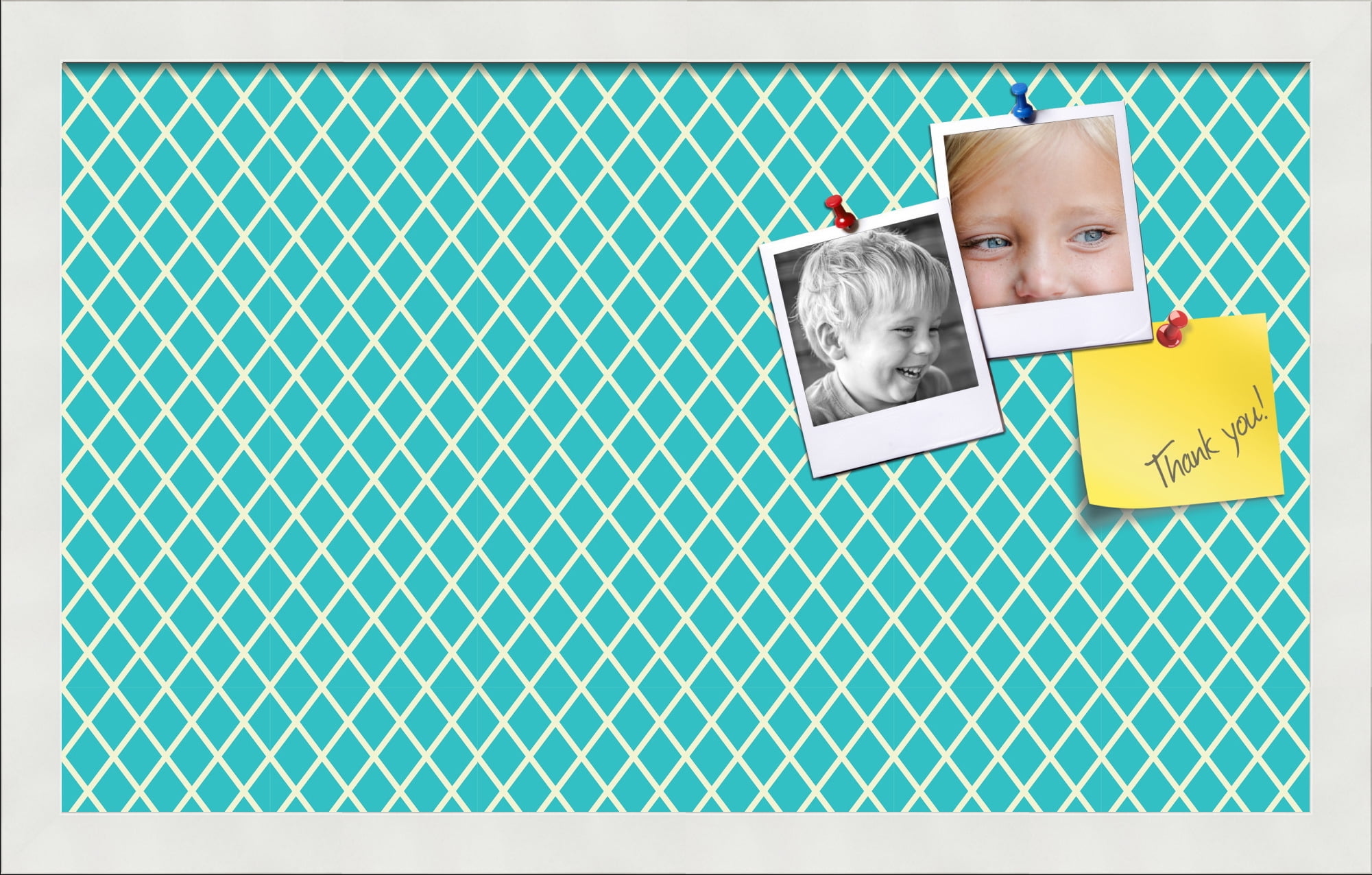 PinPix 20x12 Custom Cork Bulletin Board Neon Blue Diamond Poster Board ...