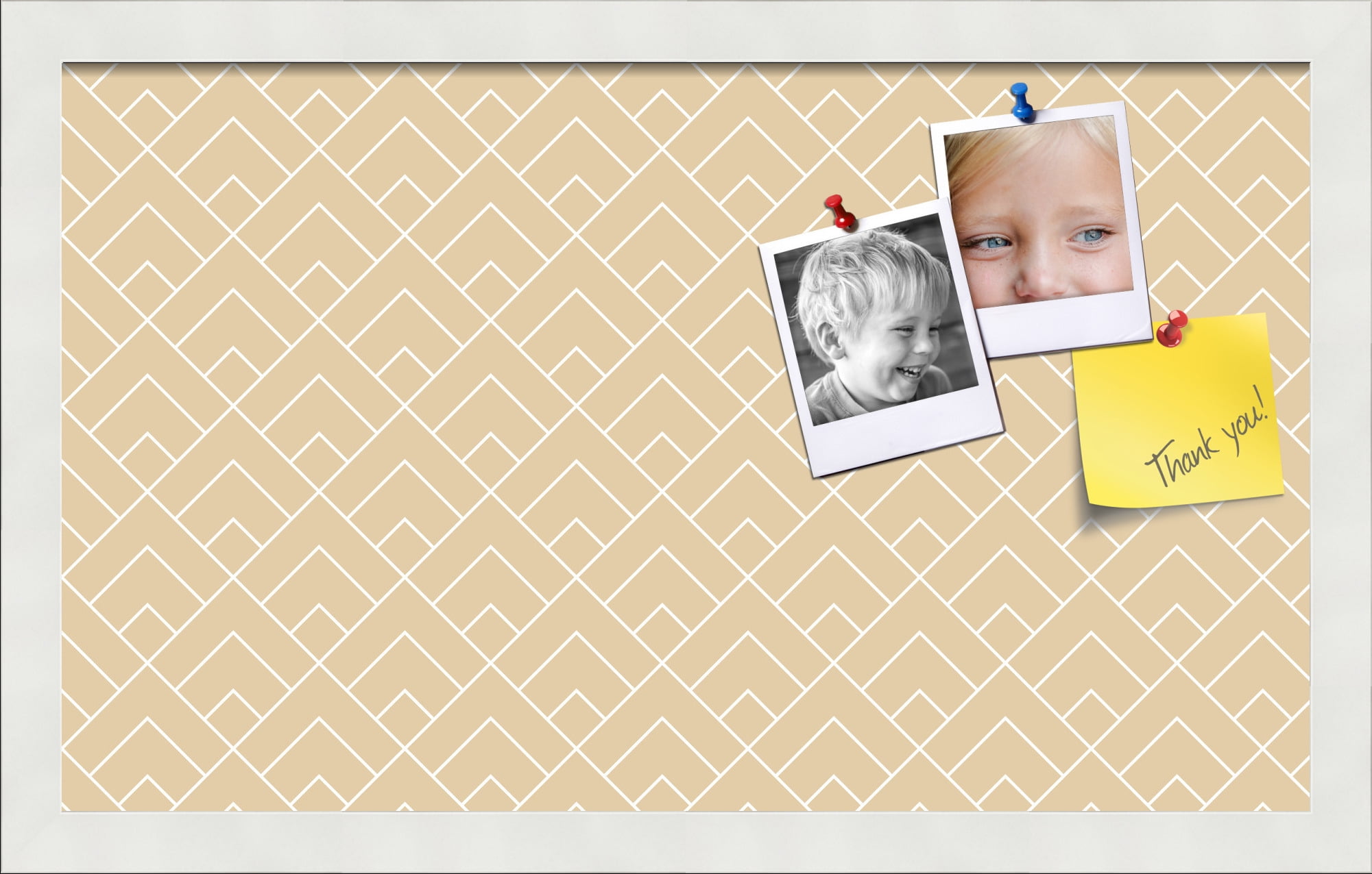 PinPix 20x12 Custom Cork Bulletin Board Peaks Modern Pattern Beige ...
