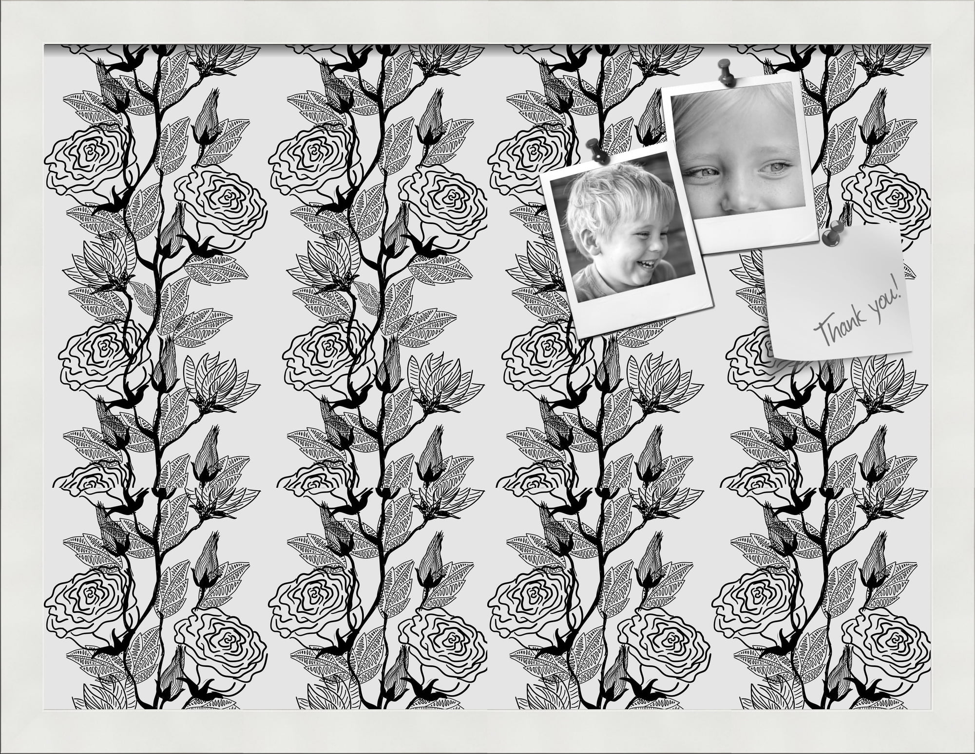 PinPix 20x15 Custom Cork Bulletin Board Floral Design Continuous Roses ...