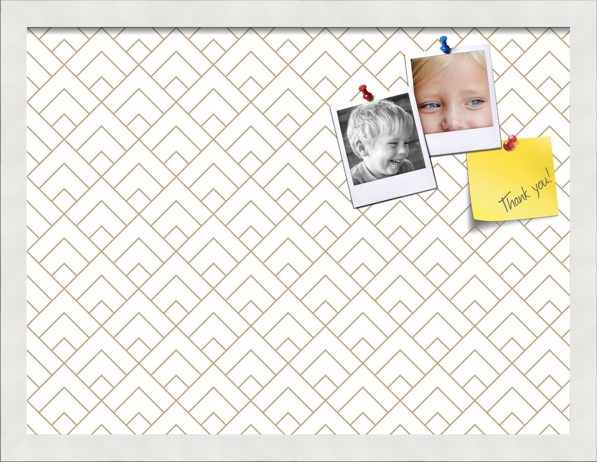 PinPix 20x15 Custom Cork Bulletin Board Peaks Modern Pattern White ...