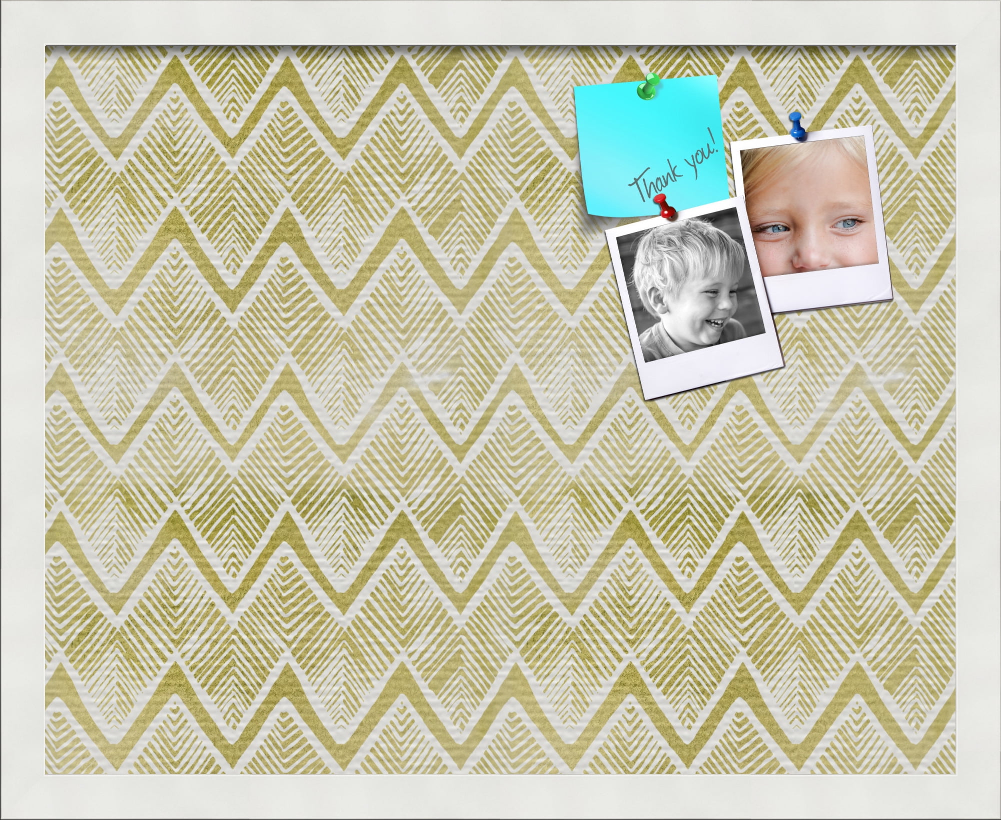 PinPix 20x16 Custom Cork Bulletin Board Bohemian Peaks Gold Poster Board Has a Fabric Style ...