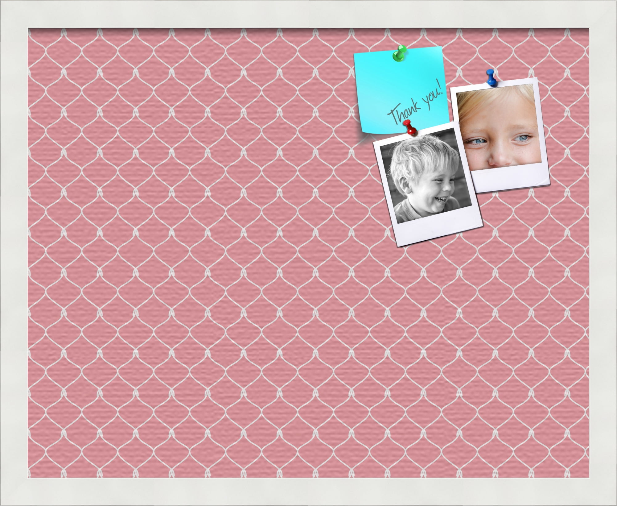 PinPix 20x16 Custom Cork Bulletin Board Light Pink Chain Poster Board ...