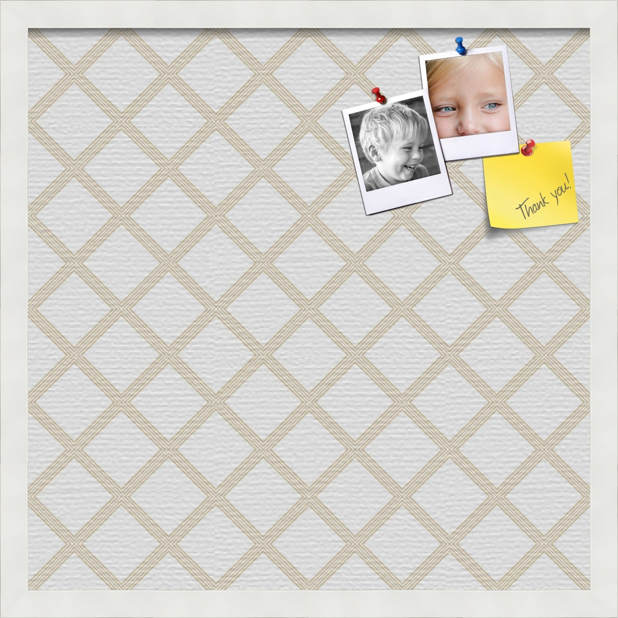 PinPix 20x20 Custom Cork Bulletin Board Diamond Modern Beige White ...